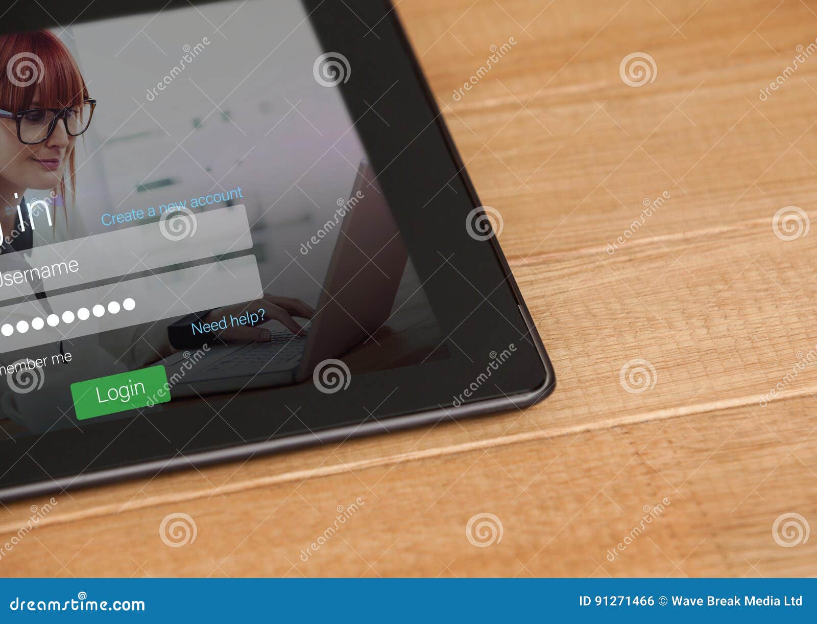 Tablet with Login Screen in a Table Stock Photo - Image of female ...