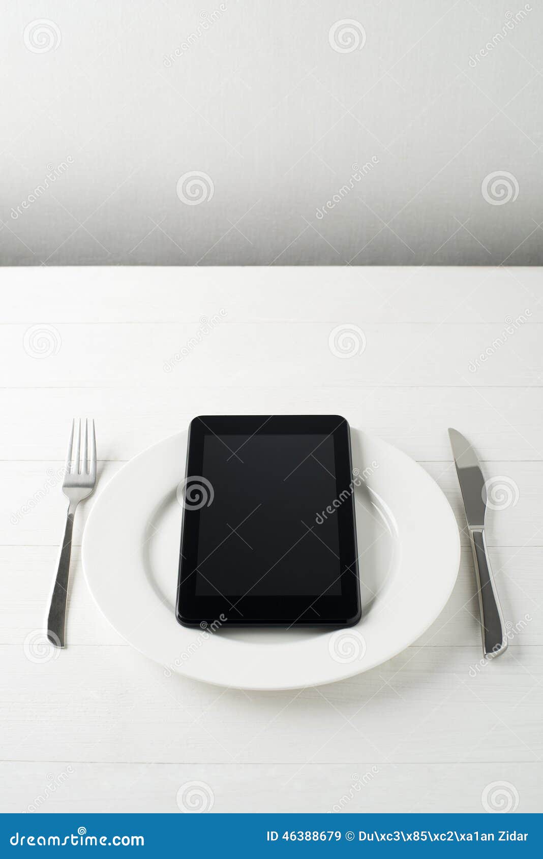 Tablet for lunch stock image. Image of isolated, breakfast - 46388679