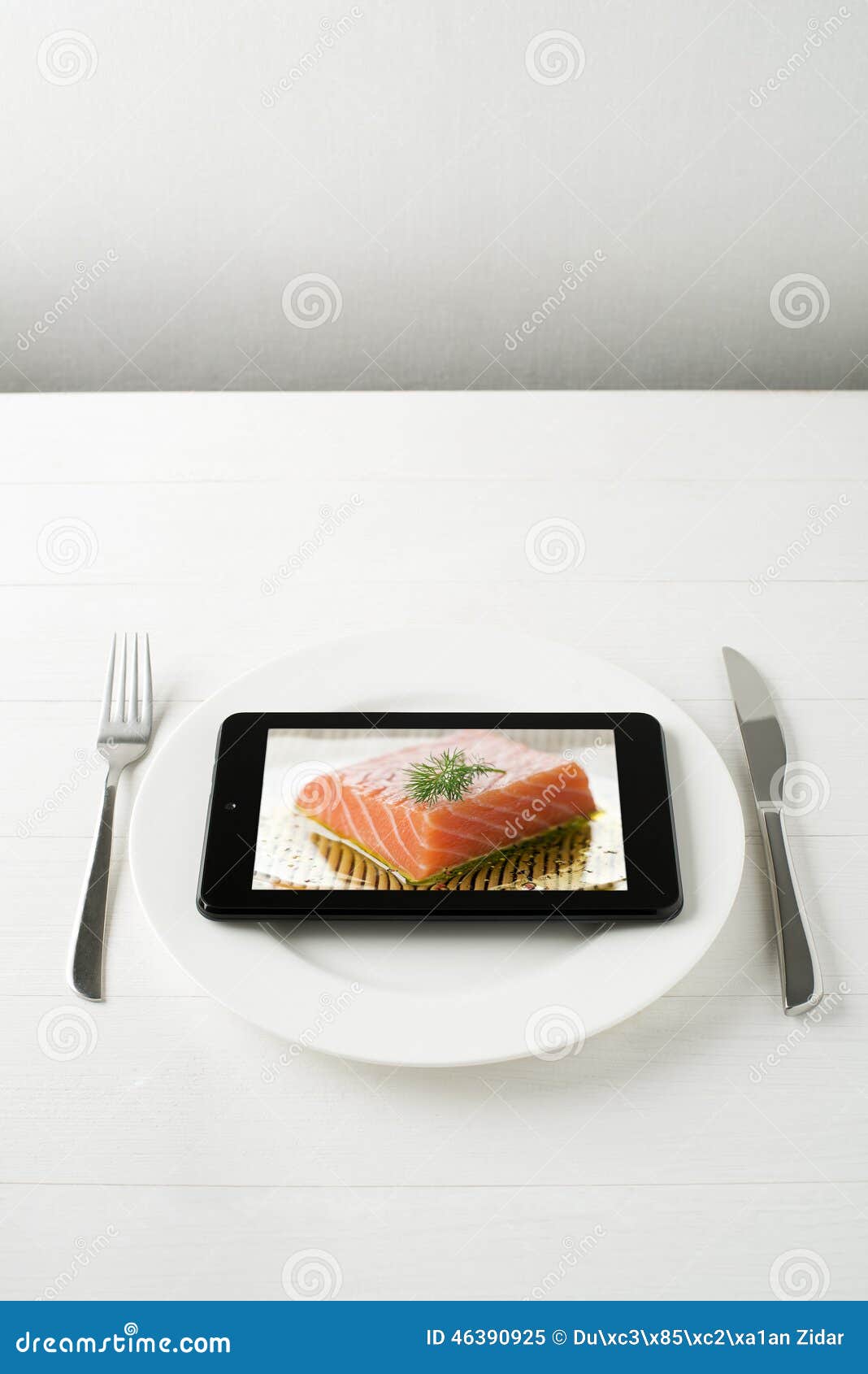 Tablet for lunch stock image. Image of plate, communication - 46390925
