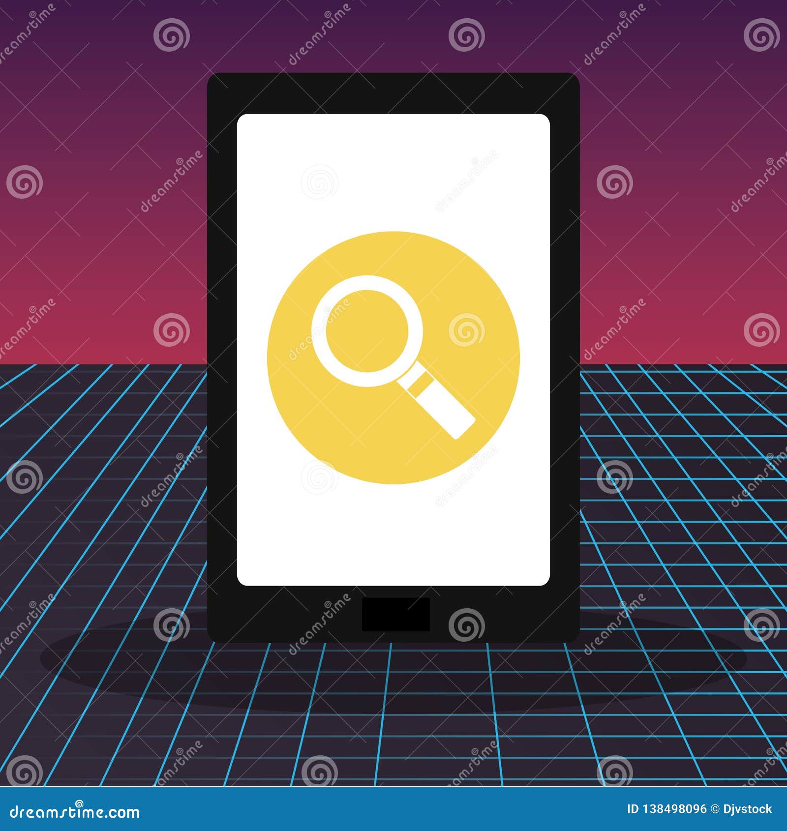 Tablet with Magnifying Glass App Stock Vector - Illustration of ...