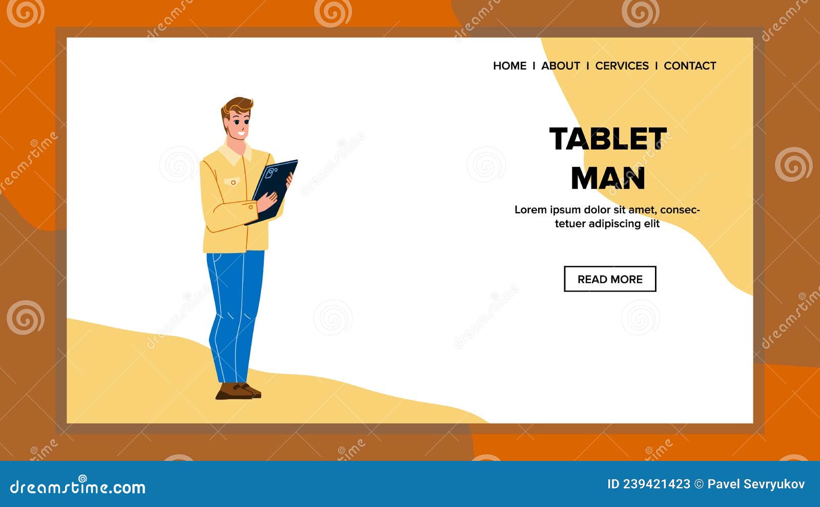 Tablet Man Use for Watching Movie Online Vector Stock Vector ...