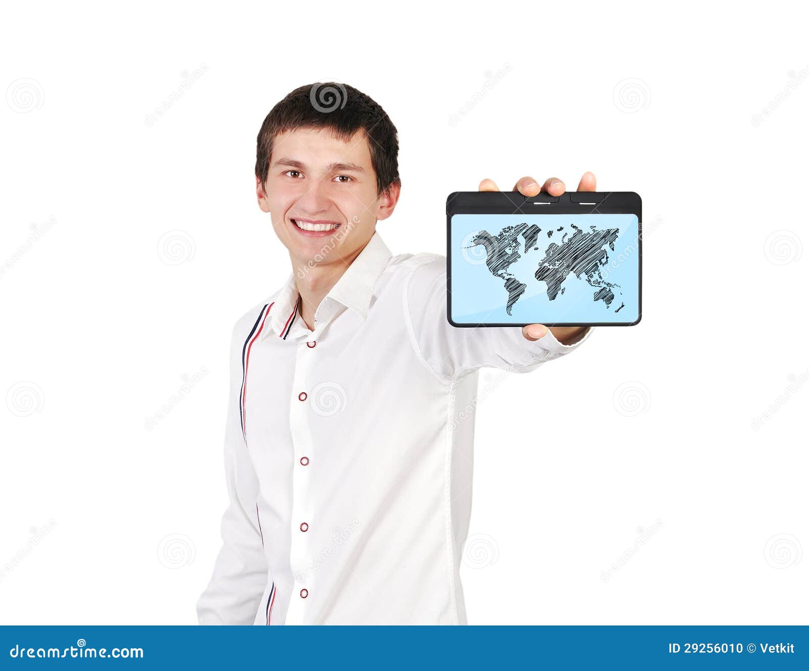 Tablet with map stock photo. Image of hand, abstract - 29256010