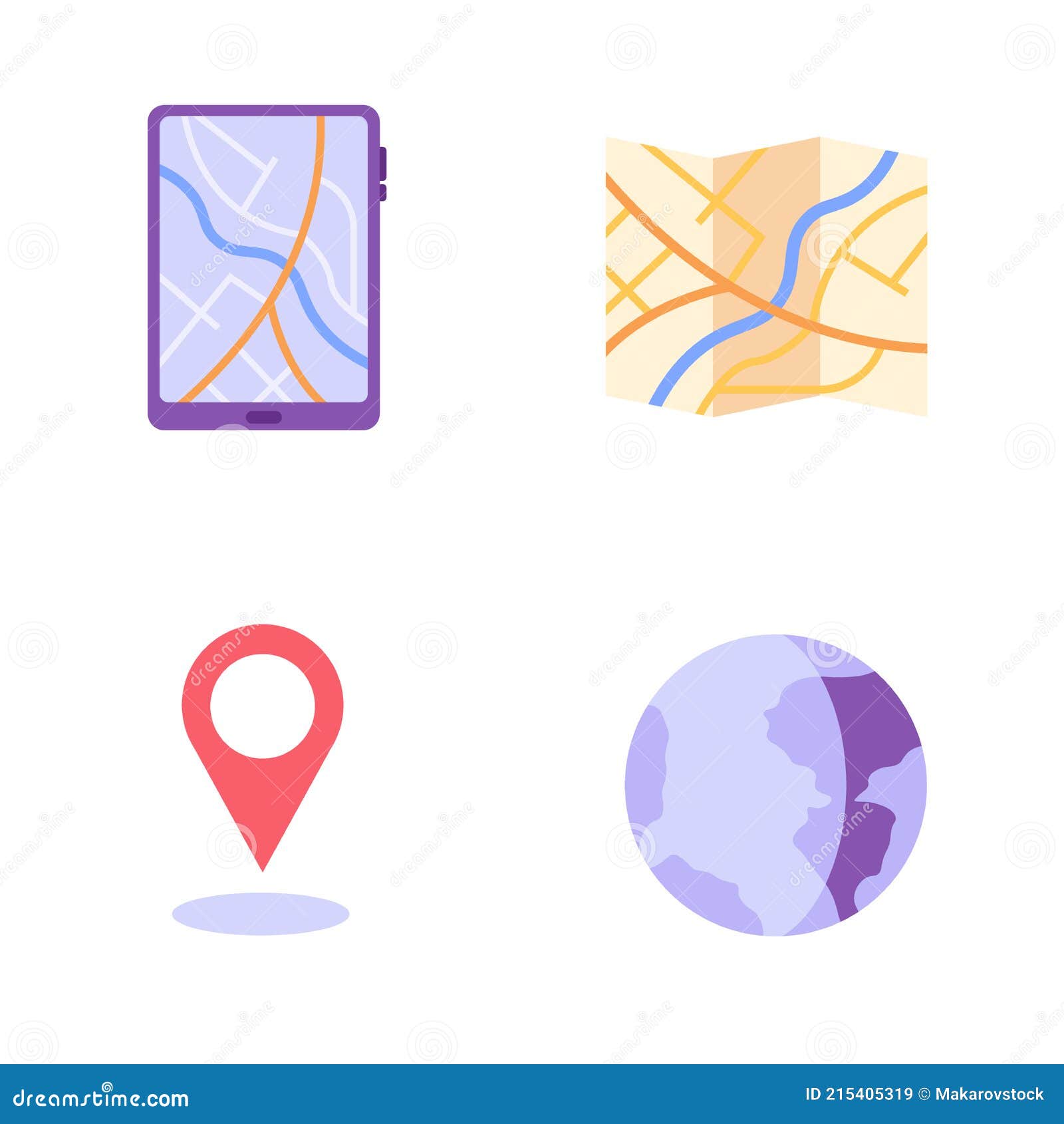 Tablet with Map Application, Geotag, Planet, Route. Concept of ...