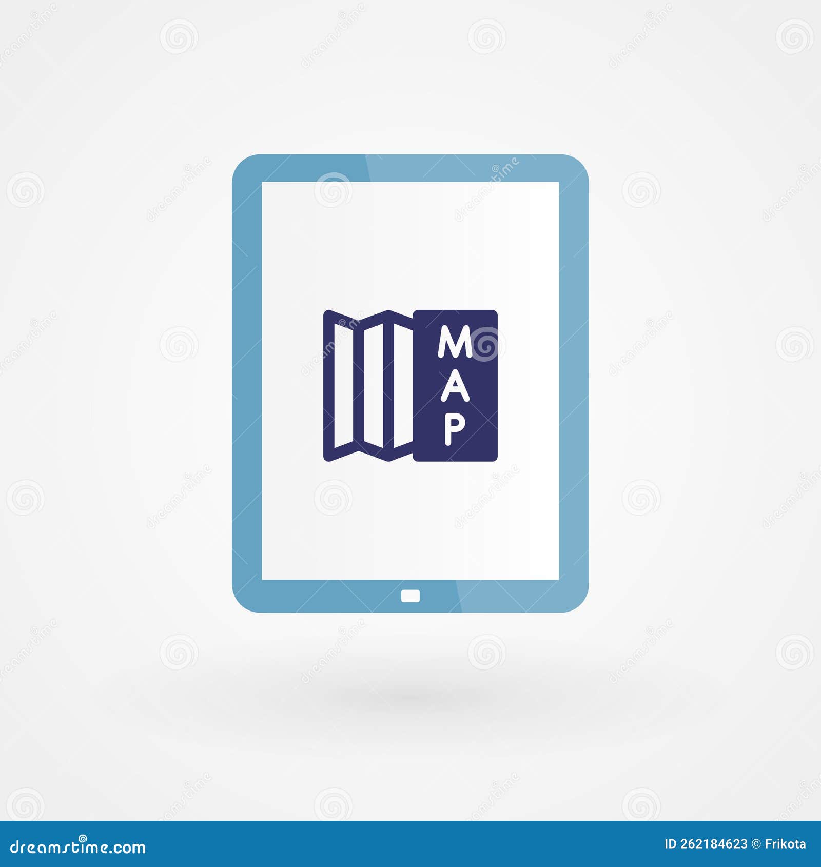 Tablet and Map. Concept of Travel. Vector Illustration, Flat Design ...