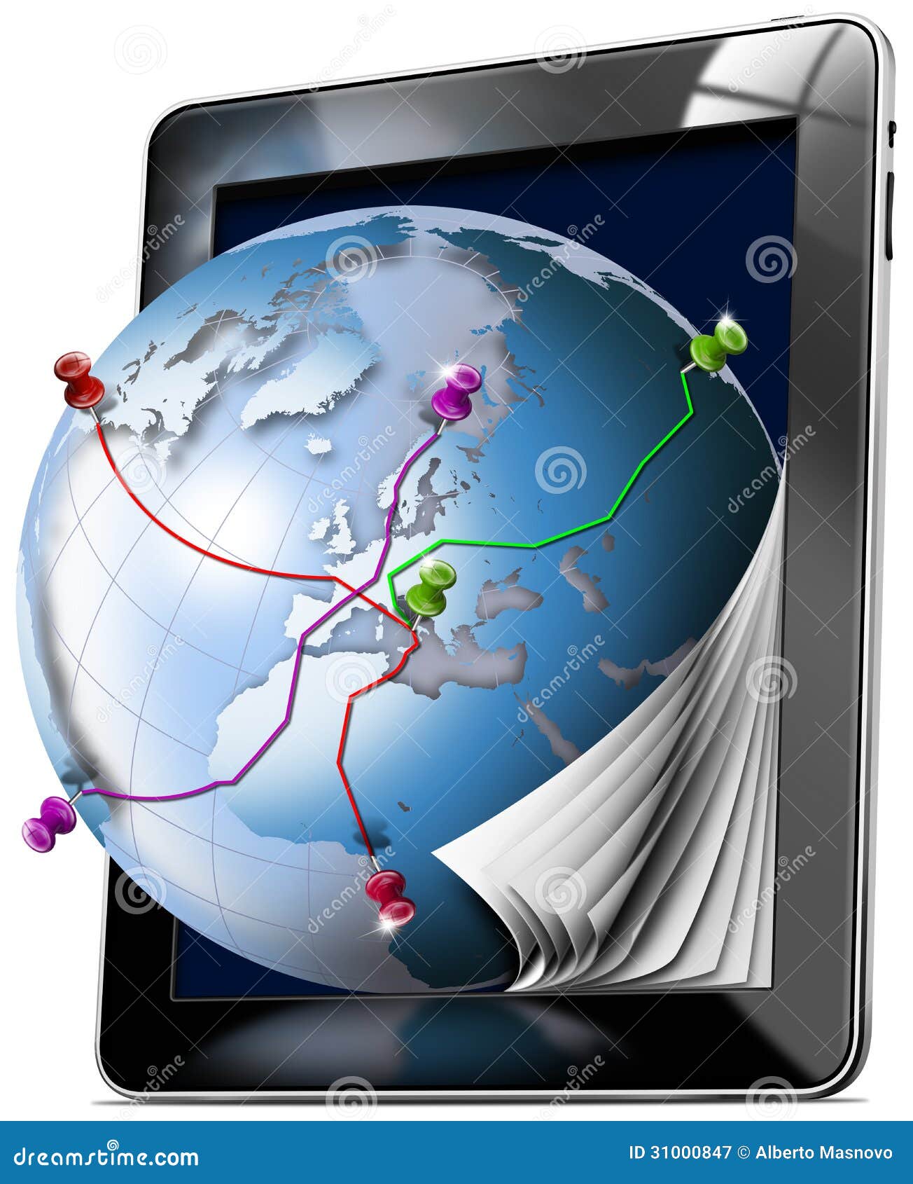 Tablet Map - Gps Navigation Concept Stock Illustration - Illustration ...