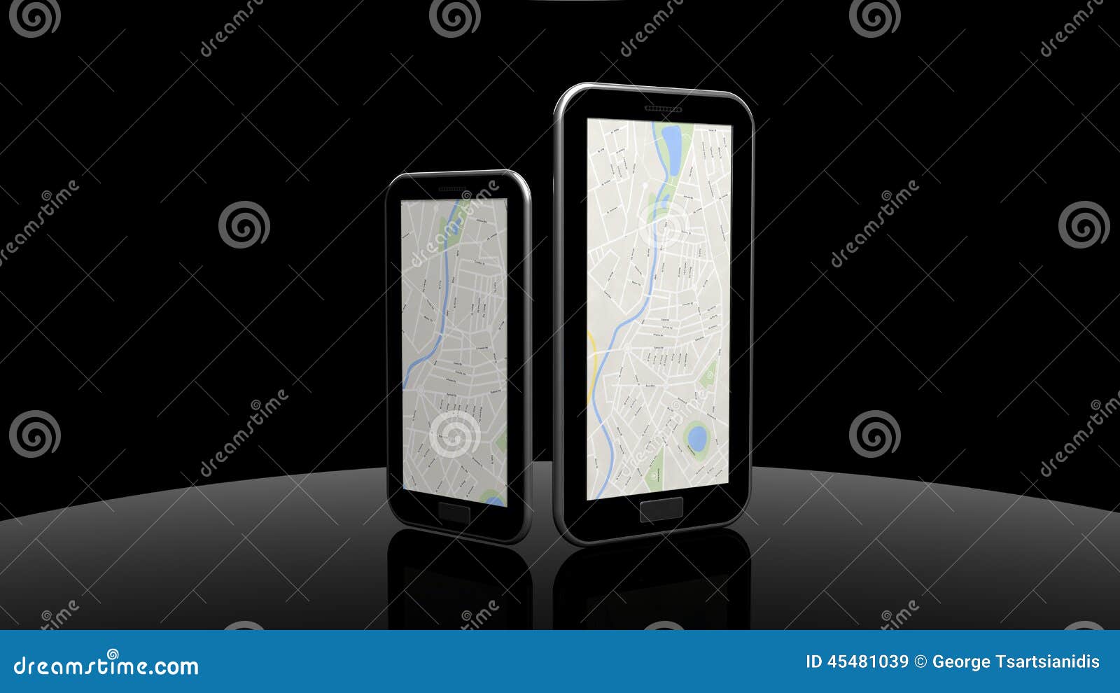 Tablet with map on screen stock illustration. Illustration of ...