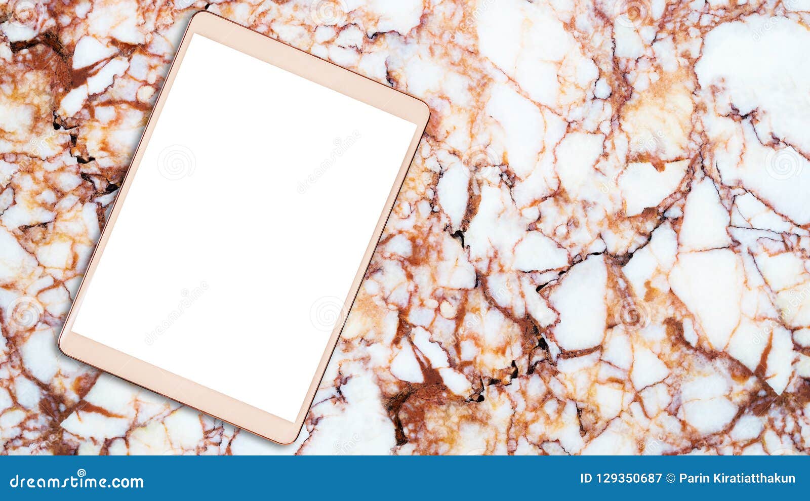 Tablet on Marble Table Background Stock Image - Image of space, design ...