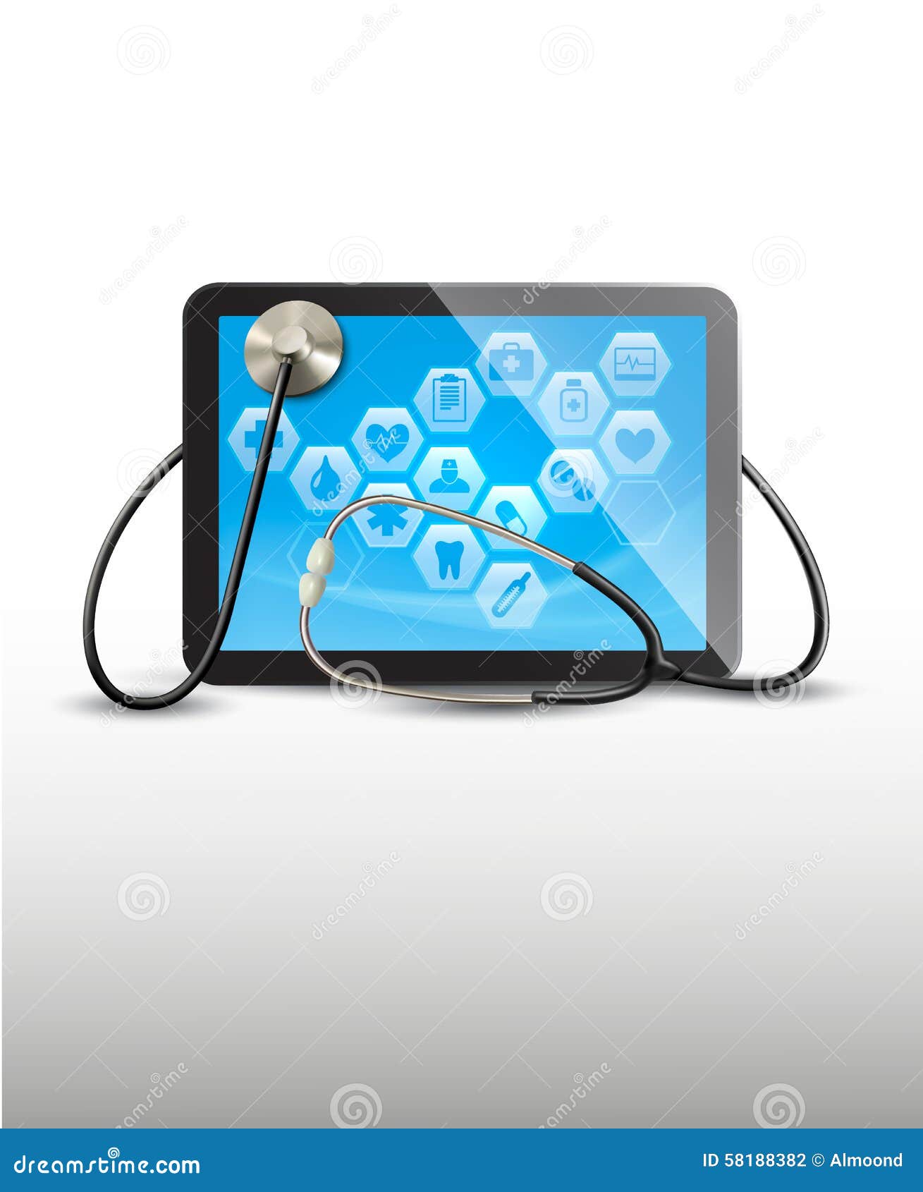 Tablet with Medical Icons and a Stethoscope. Stock Vector ...