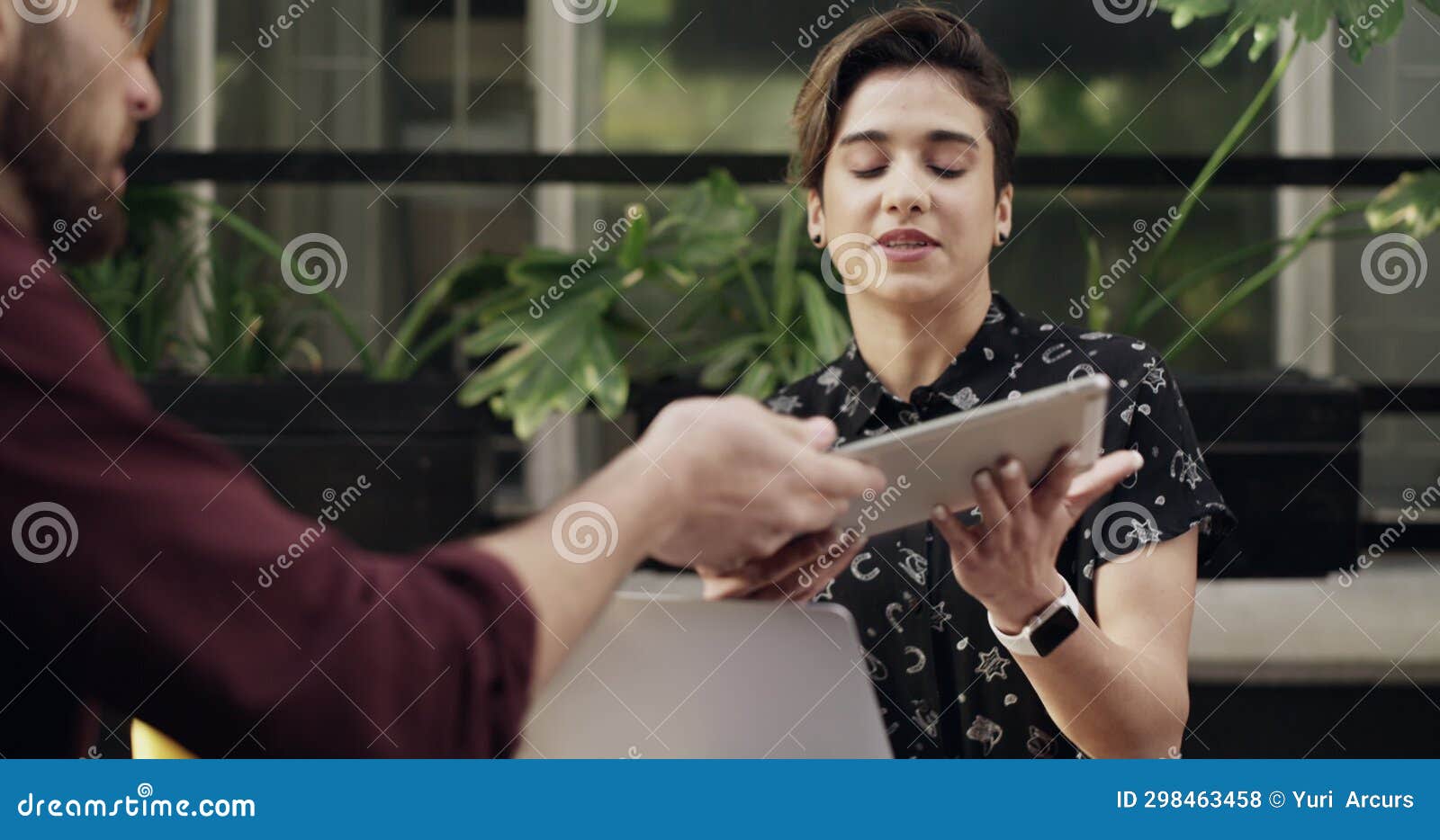 Tablet, Meeting and Collaboration with Business People in Cafe for ... Tablet, Meeting and Collaboration with Business People in Cafe for ...