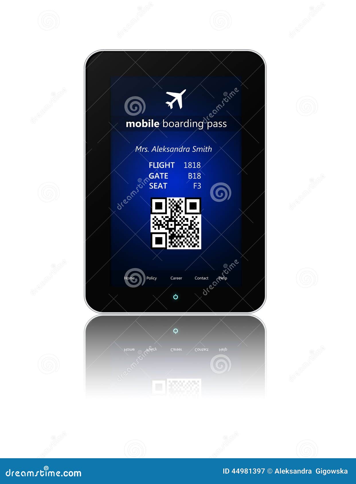 Mobile Boarding Pass. Vertical Aircraft E-ticket. Flight Ticket ...