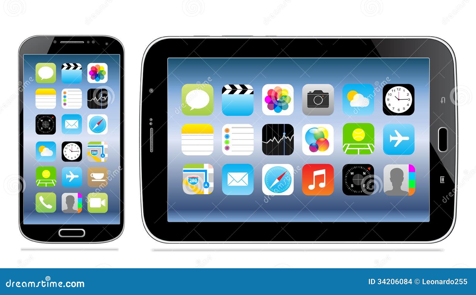 Tablet and Mobile Phone with Icon on Screen Stock Vector - Illustration ...