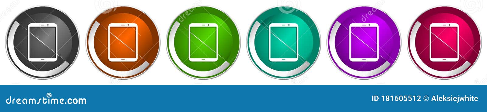 Tablet, Mobile, Phone, Smartphone Icon Set, Silver Metallic Chrome ...