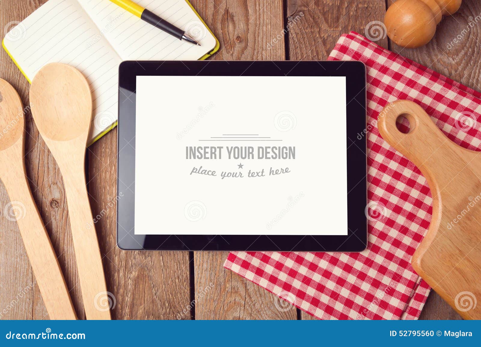 Tablet Mock Up Template for Recipe, Menu or Cooking App Display Stock ...