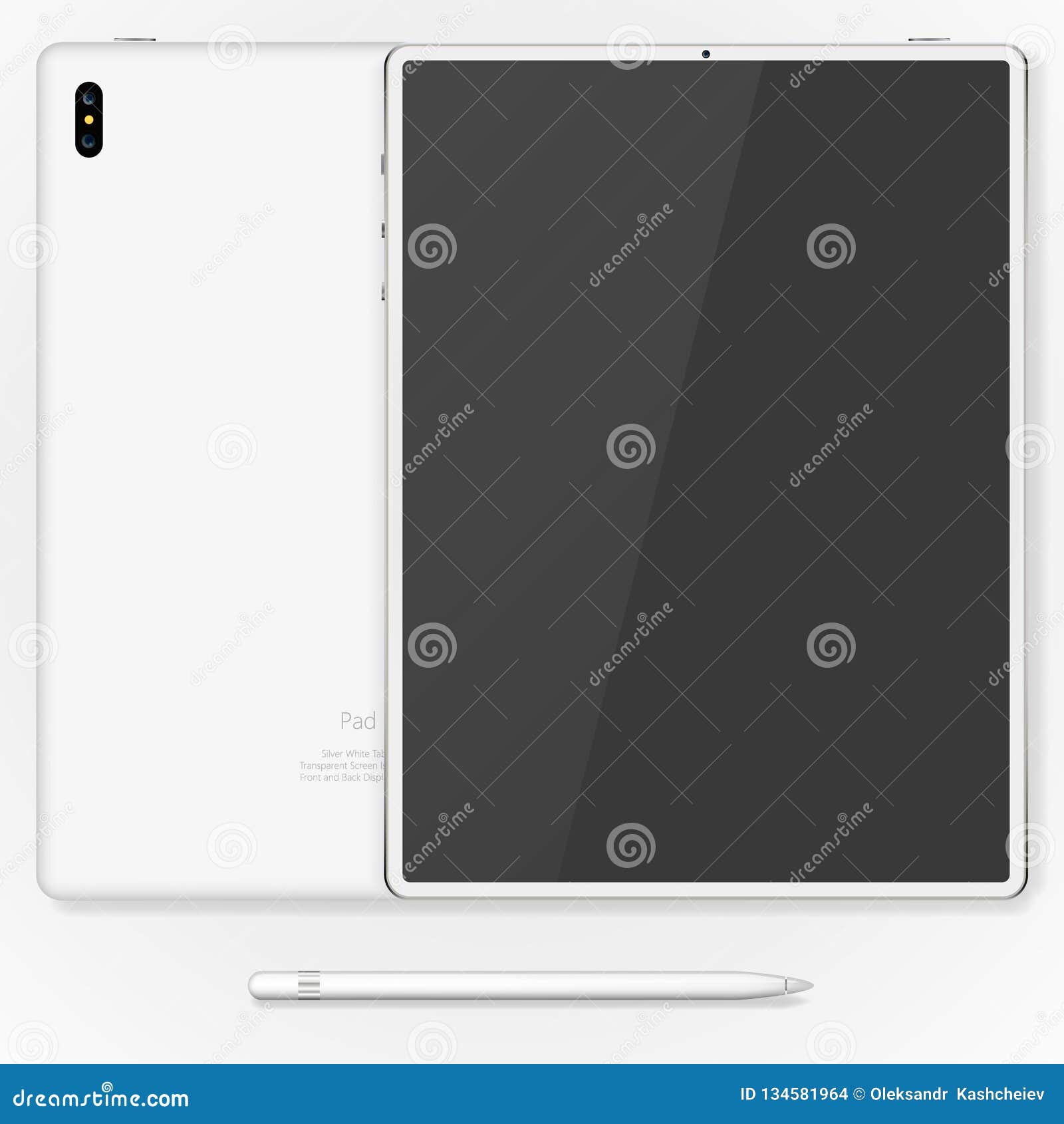 Tablet Mockup Front, Back on White Background. Stock Vector ...