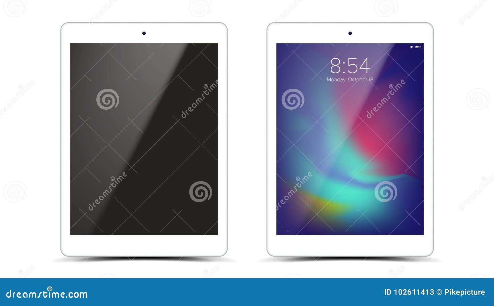 Tablet Mockup Design Vector. White Modern Trendy Touch Screen Tablet ...