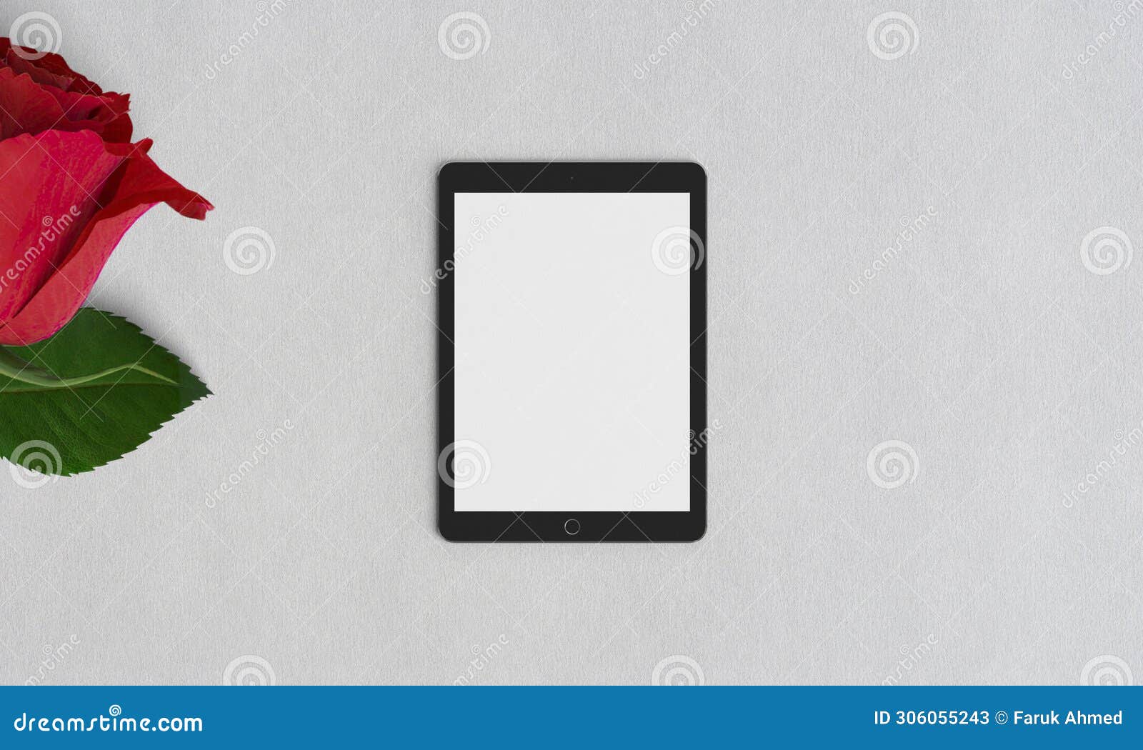 Tablet Mock Up on Rose and White Paper Texture Stock Image - Image of ...