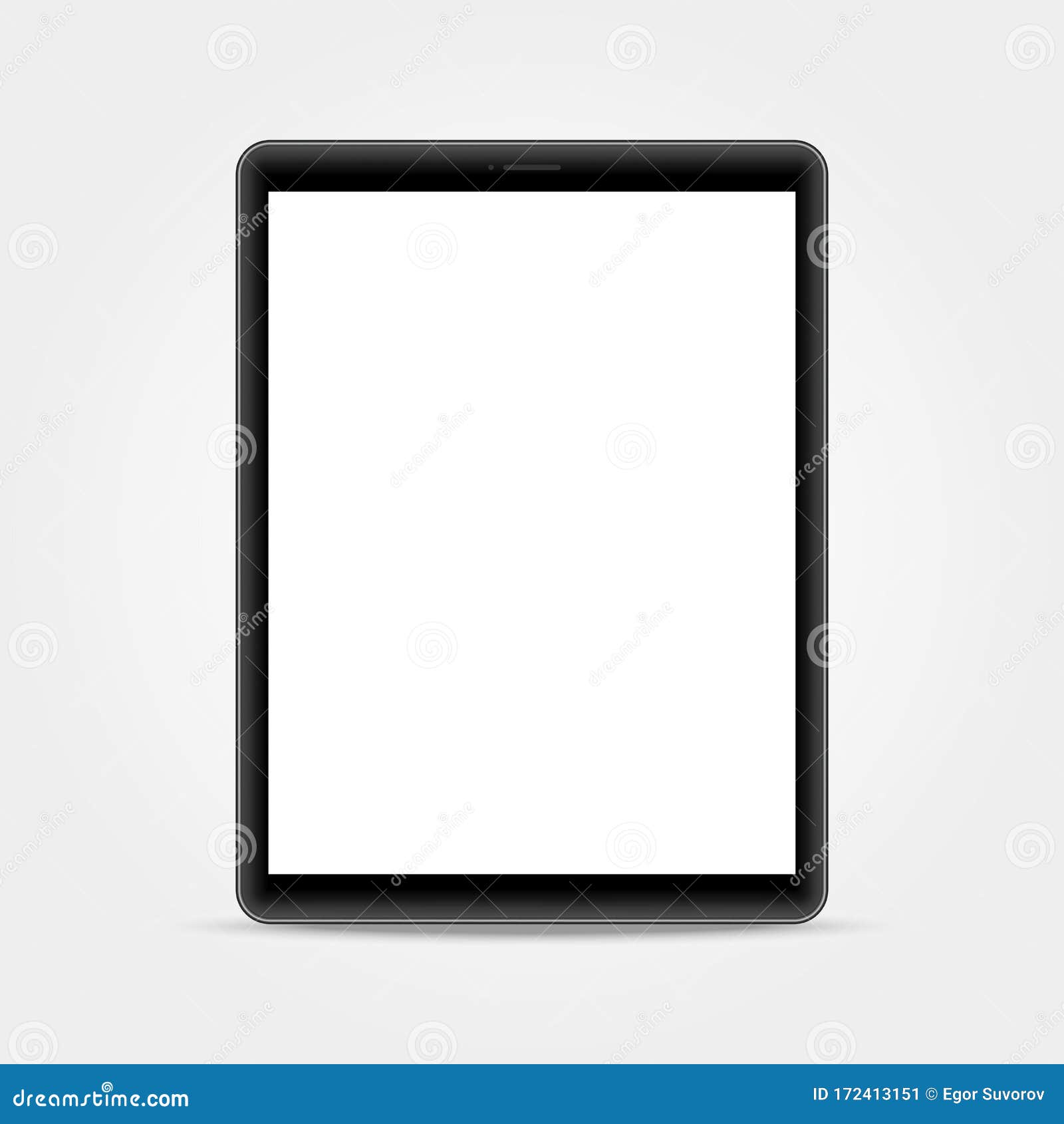 Tablet Mockup on White Backdrop. Realistic Vertical Gadget Template ...