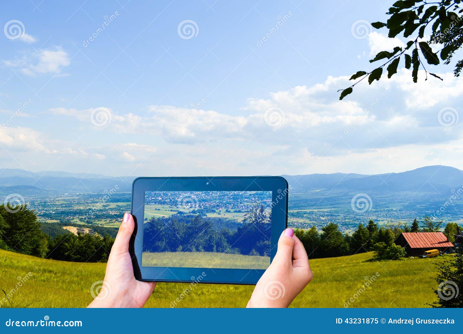 Tablet - Mountain Landscape Stock Image - Image of extreme, happy: 43231875