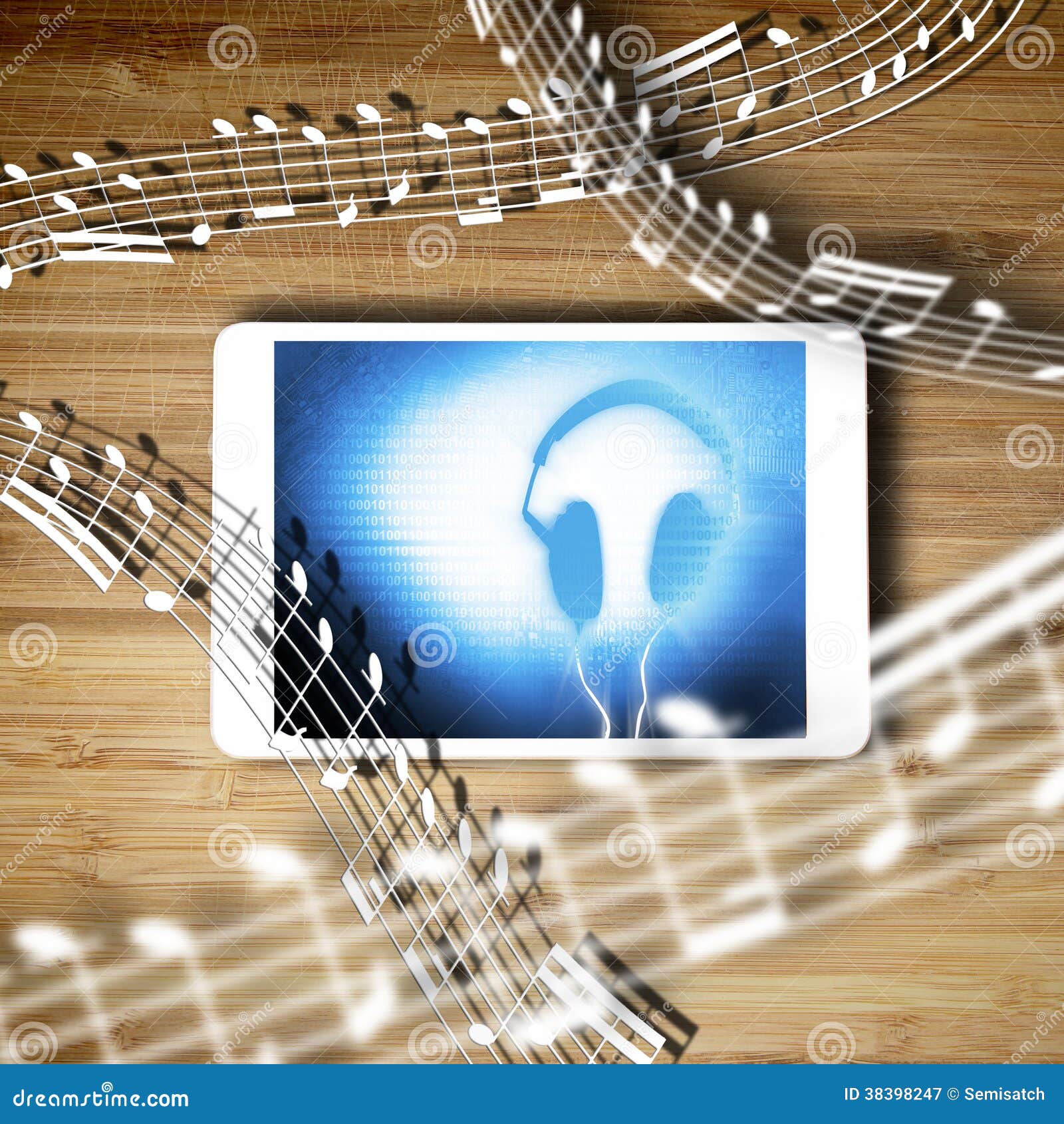 Tablet Music Concept with Screen Stock Image - Image of computer ...