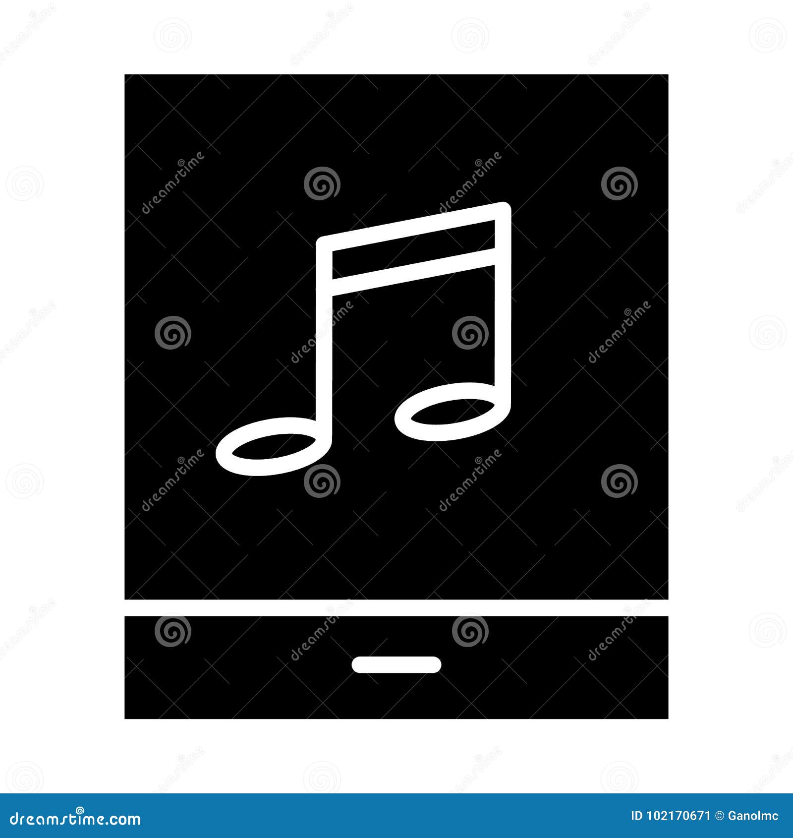 Tablet with Music Note Silhouette Icon. Pictogram Stock Vector ...