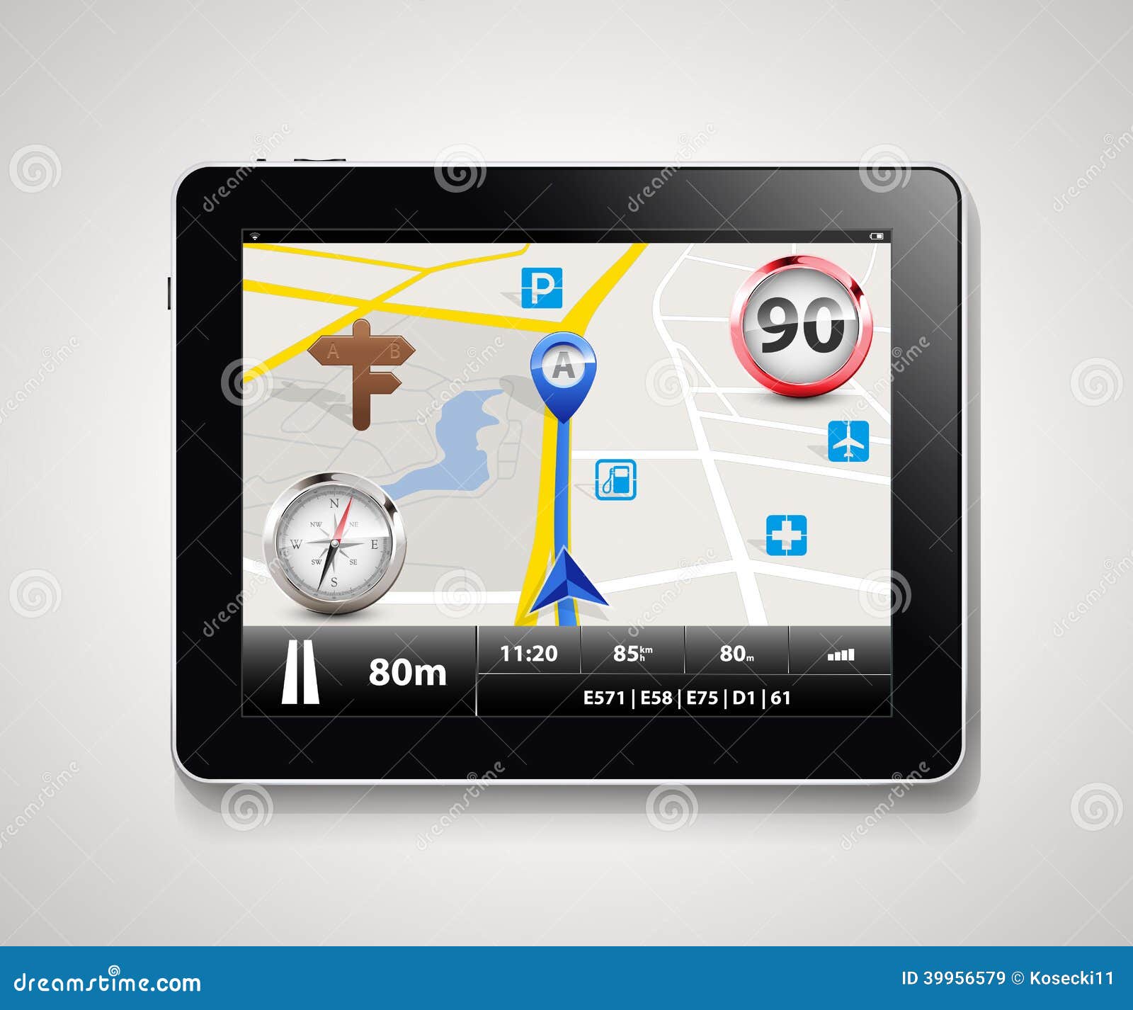 Tablet - navigation system stock vector. Illustration of icon - 39956579