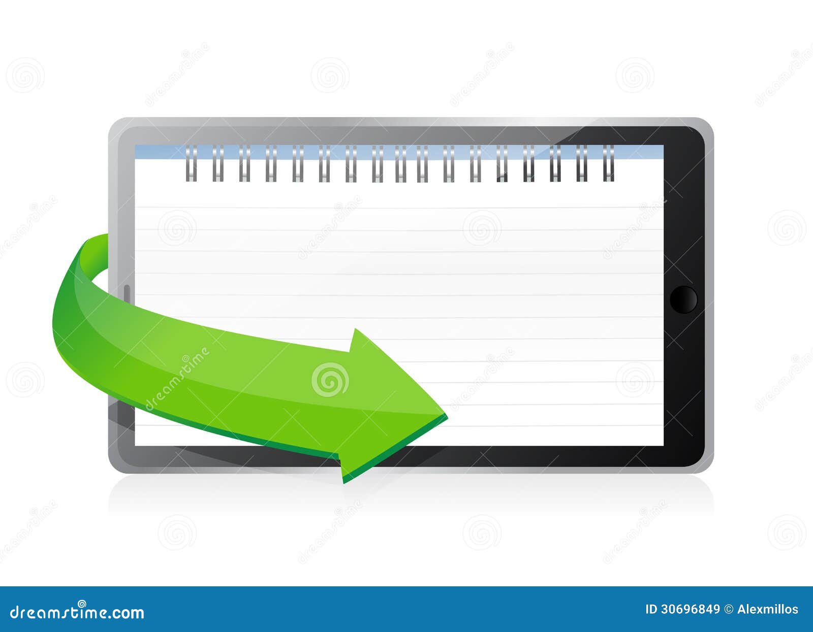 Tablet with a Notepad Ring Binder on Screen Stock Illustration ...
