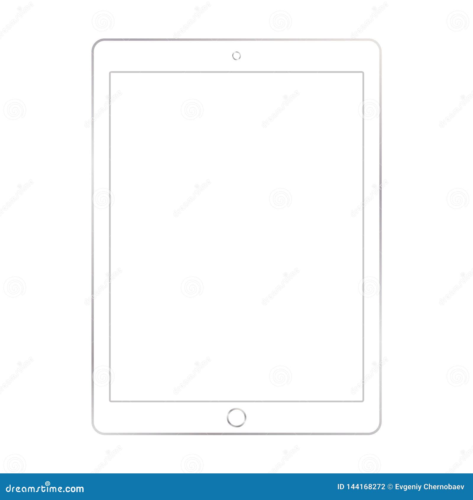 Tablet Outline with Metal Gradient Vector Eps10. White Tablet Computer ...
