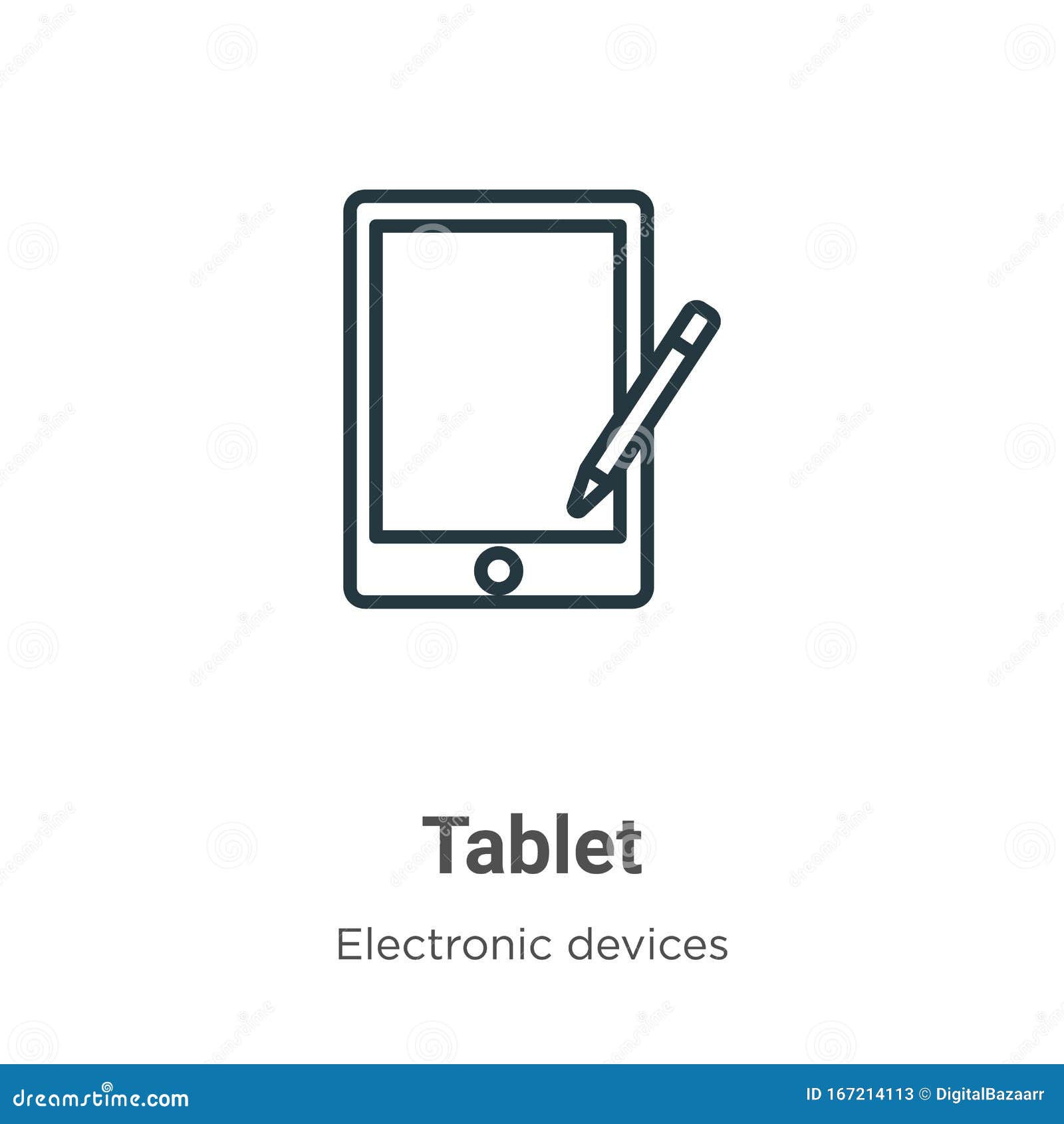 Tablet Outline Vector Icon. Thin Line Black Tablet Icon, Flat Vector ...