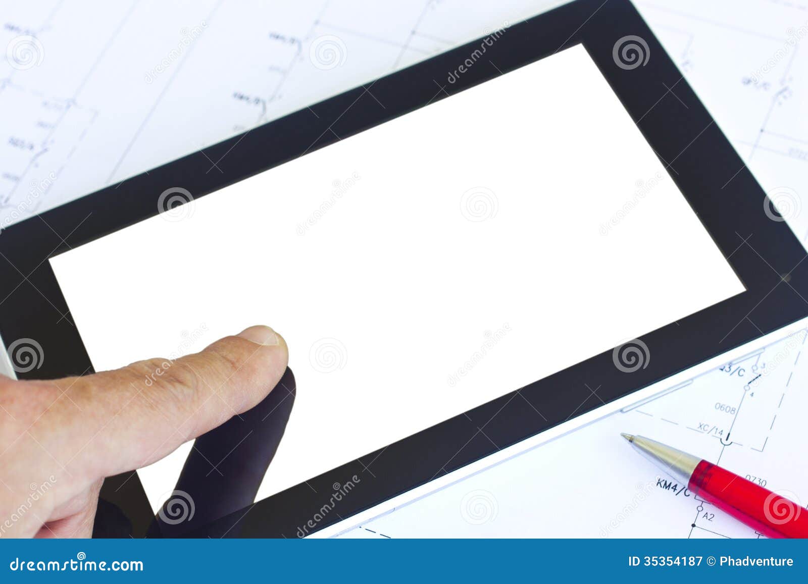 Tablet Over Engineering Diagram Stock Image - Image of mobile ...