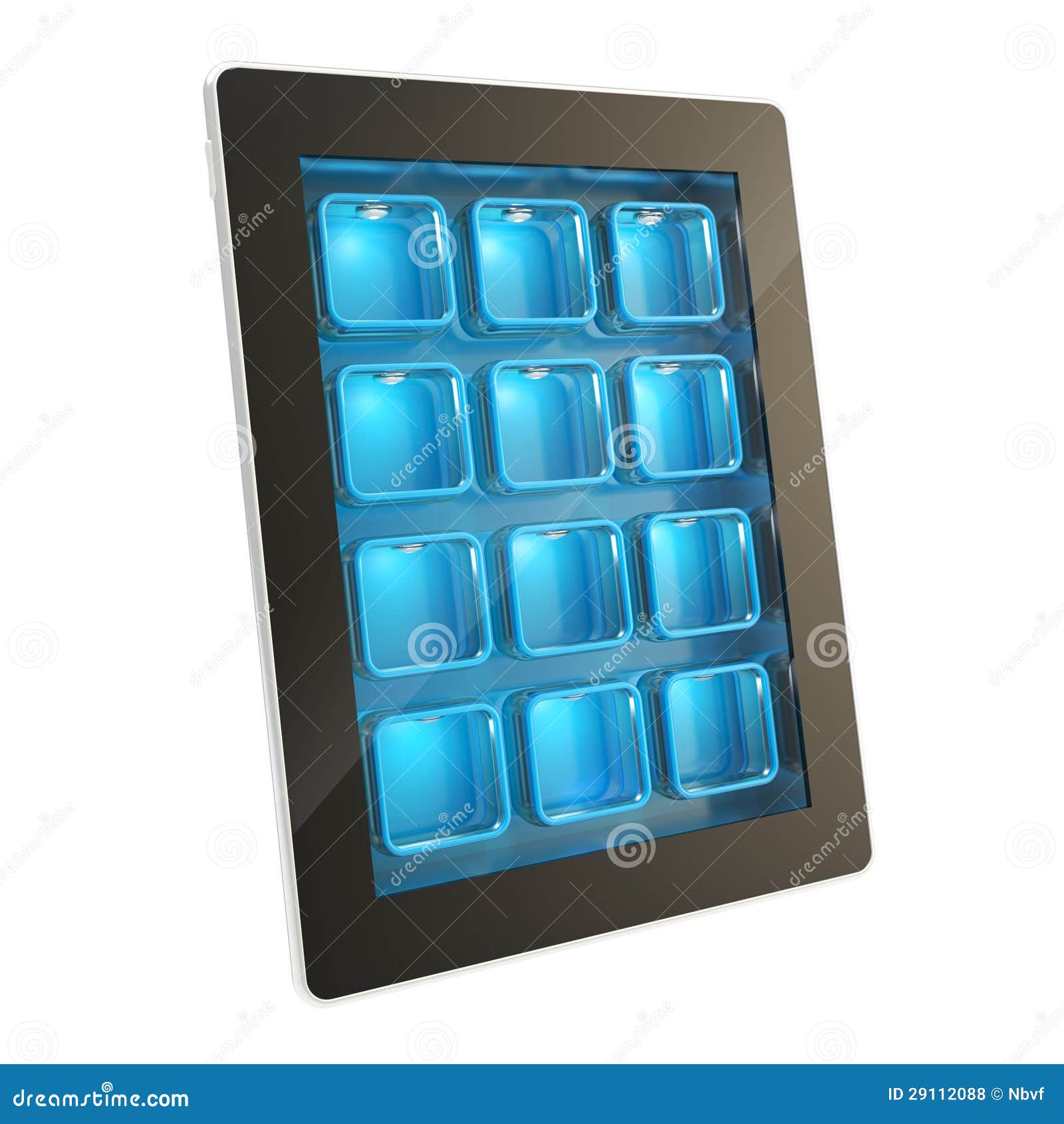 Tablet Pad Electronic Device with App Cells Stock Illustration ...