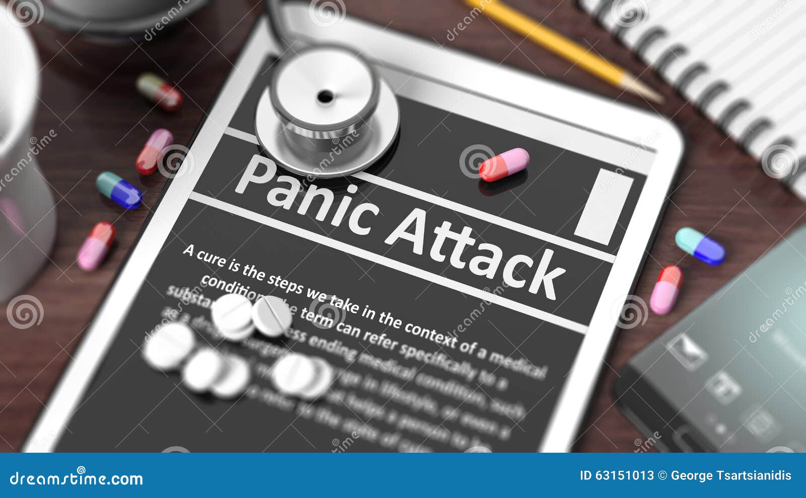 Tablet with Panic Attack on Screen Stock Illustration - Illustration of ...