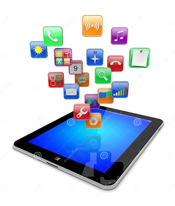 Tablet pc apps icons stock illustration. Illustration of communications ...