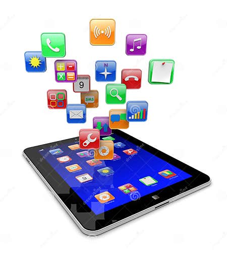 Tablet pc apps icons stock illustration. Illustration of concepts ...