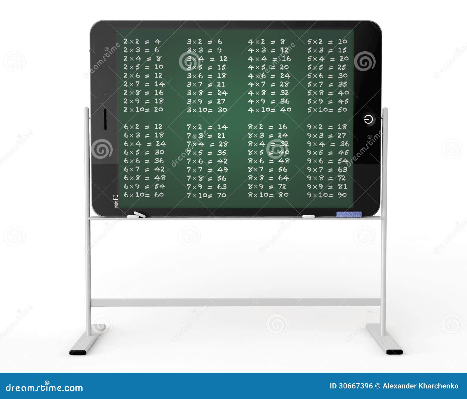 Tablet PC As Blackboard Stand With Multiplication Table Royalty-Free ...