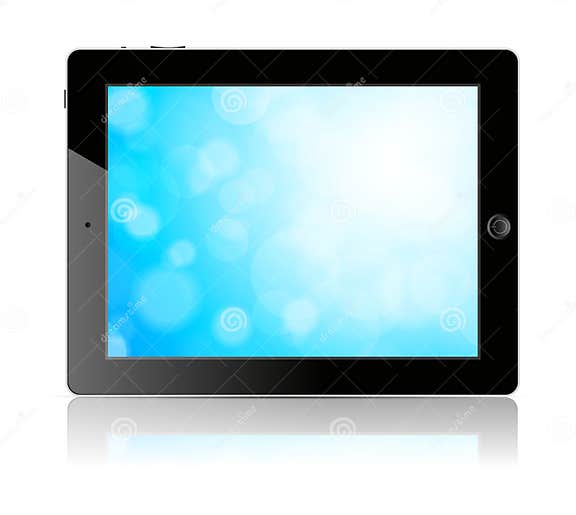 Tablet pc with blue screen stock vector. Illustration of computing ...