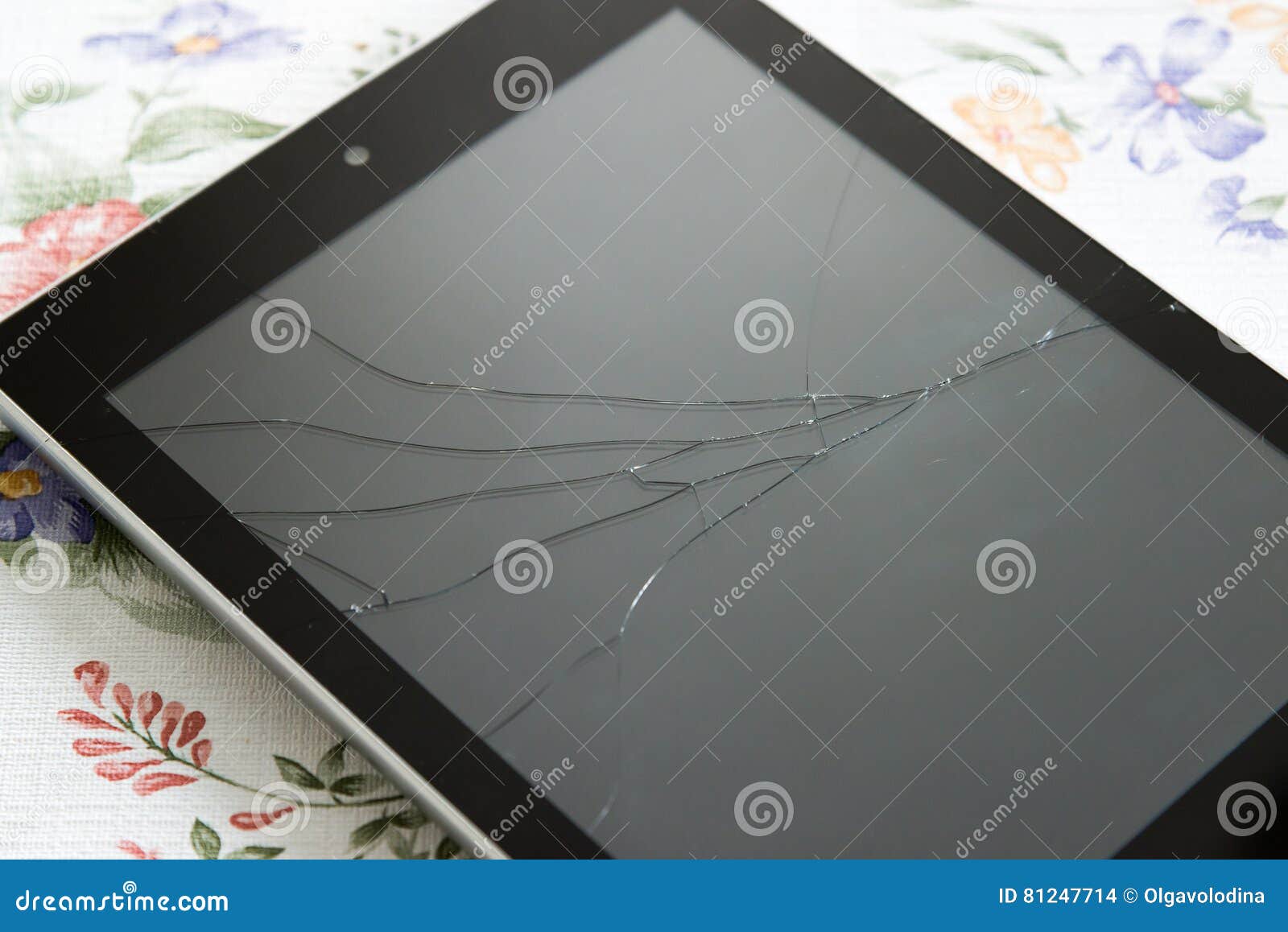 Tablet PC with a Broken Screen Stock Photo - Image of media ...
