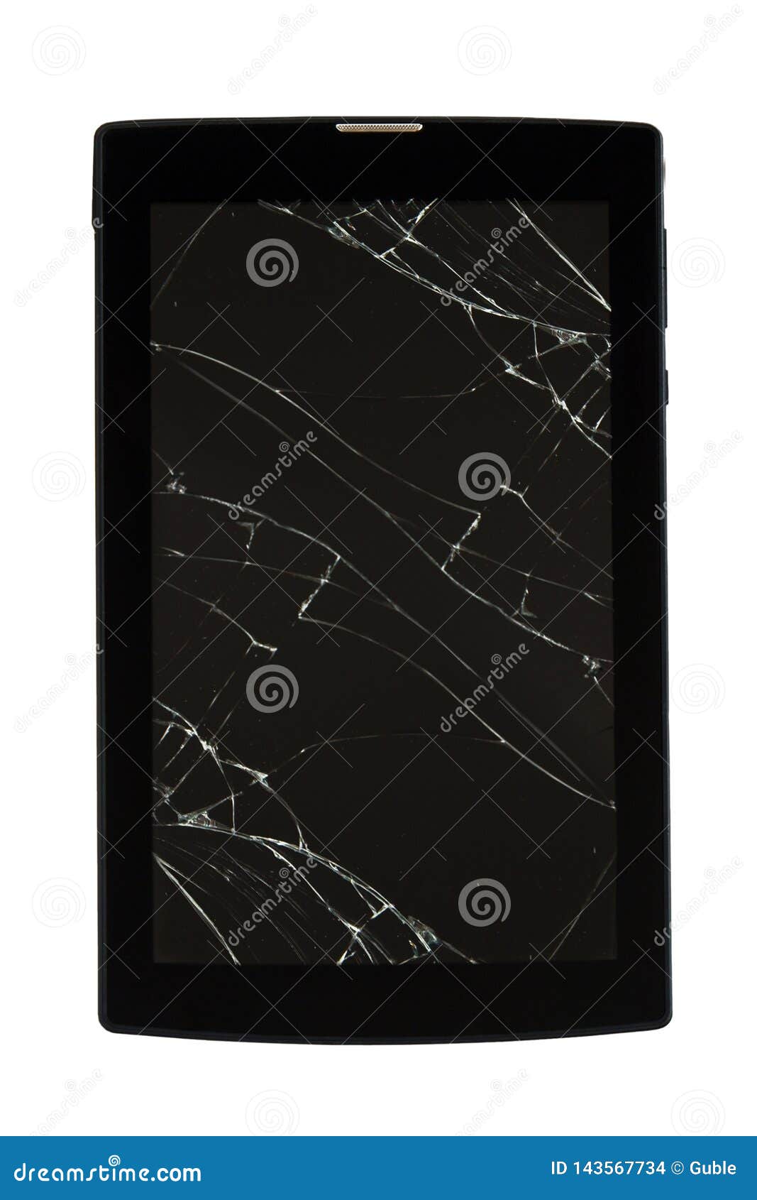 Tablet Pc with Broken Screen. Cracked Tablet - Glasbruch, Isolated on ...