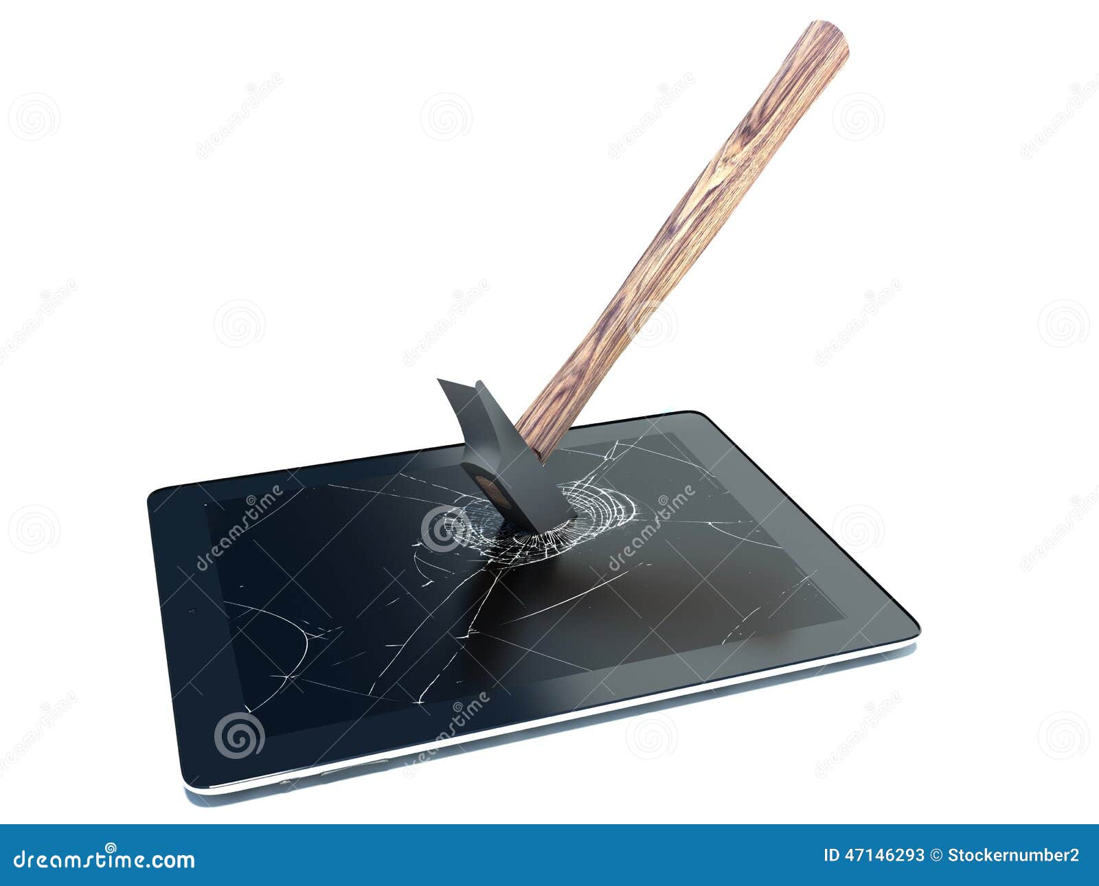 Tablet Pc with Broken Screen. 3D Illustration Stock Illustration ...