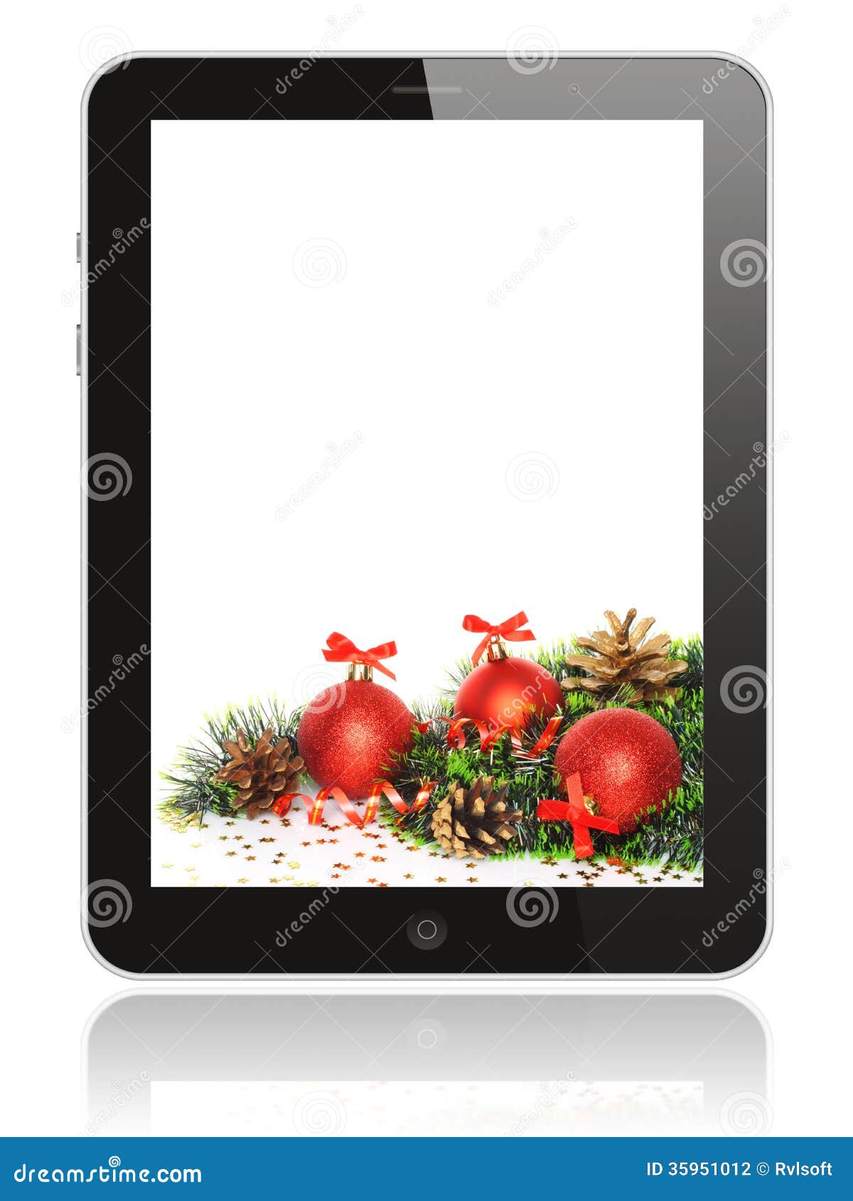 Tablet PC with Christmas Decoration Stock Photo - Image of background ...