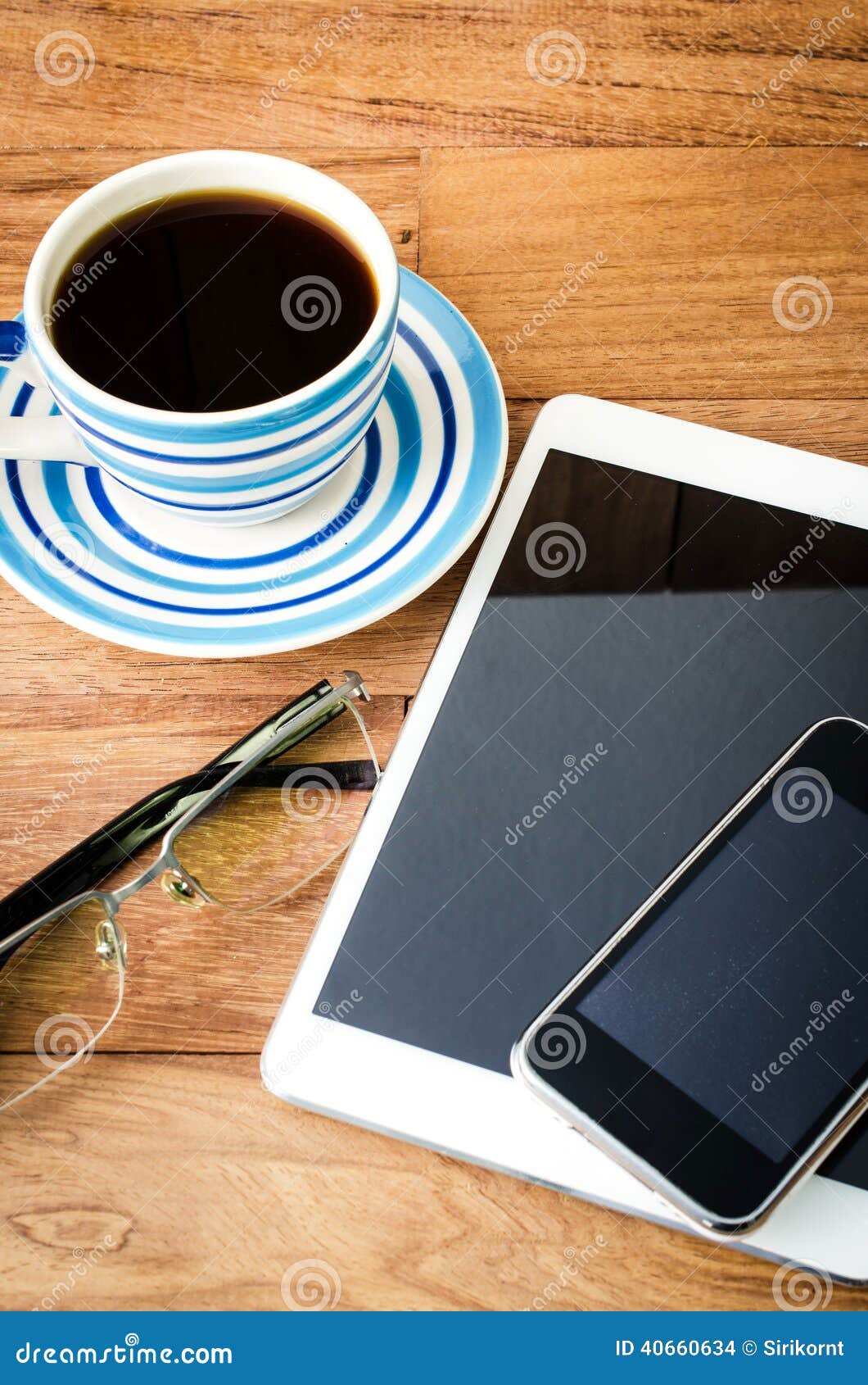 Tablet Pc and a Coffee and Mobile Phone Stock Photo - Image of note ...