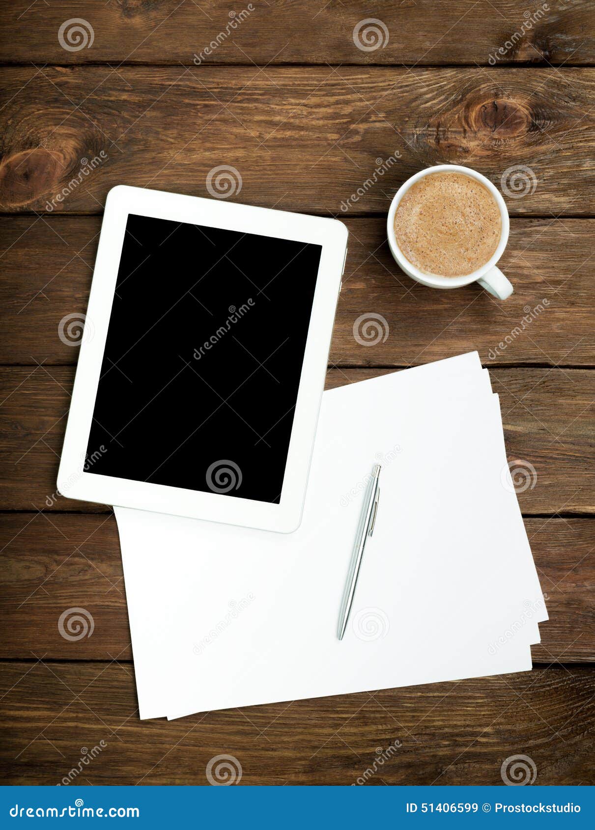 Tablet PC coffee and paper stock image. Image of natural - 51406599