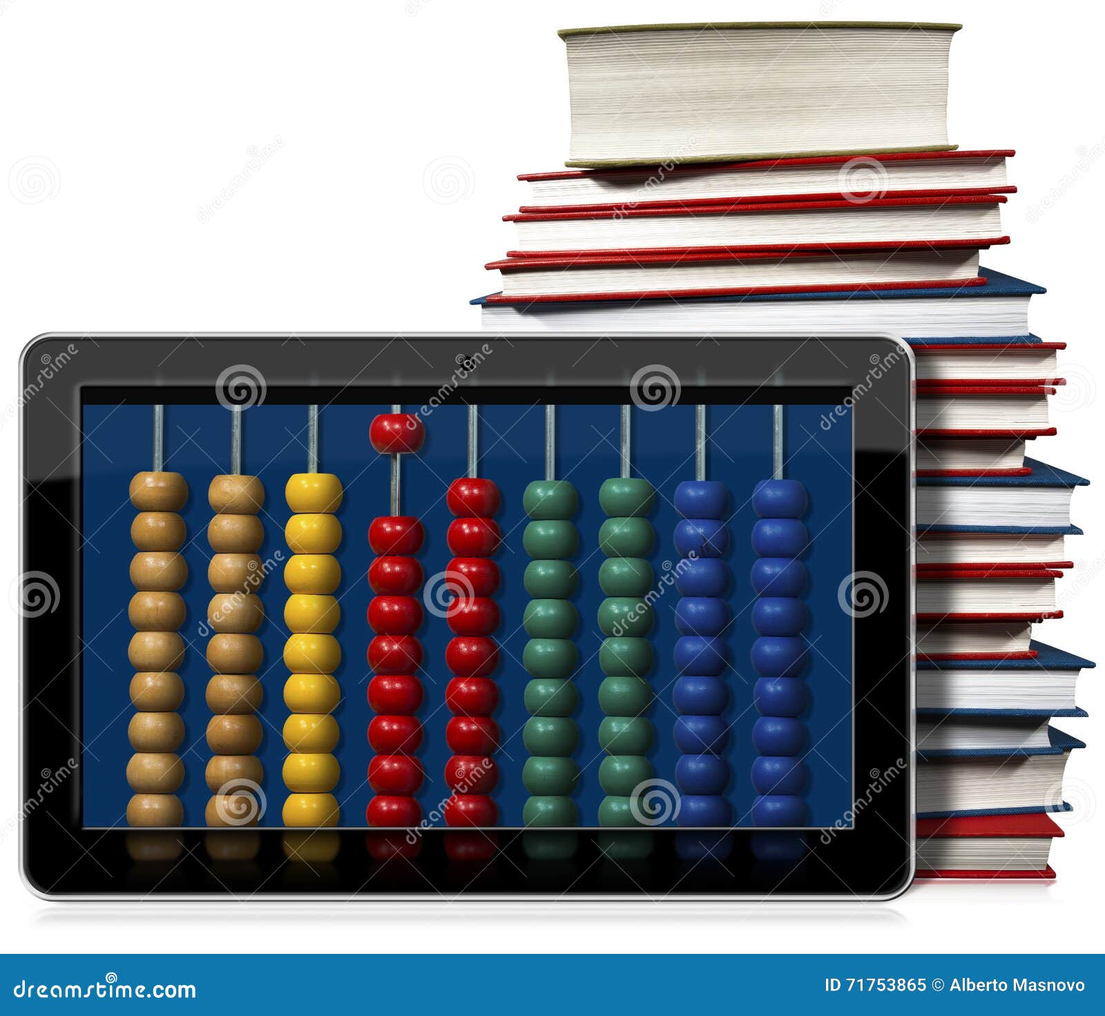 Tablet Pc with Colorful Abacus and Books Stock Illustration ...