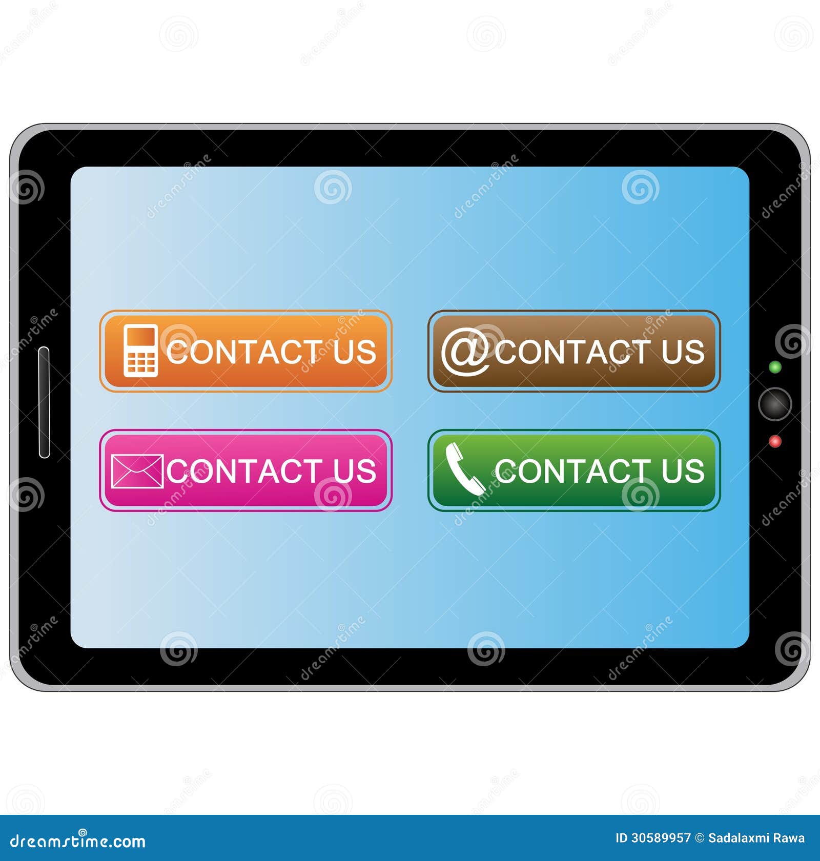 Tablet Pc with Colorful Contact Icons Stock Vector - Illustration of ...