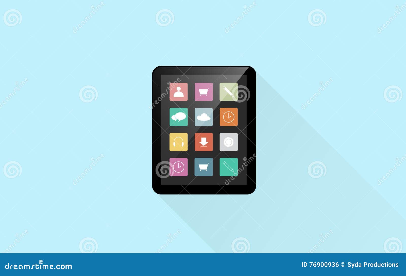 Tablet Pc Computer with Menu Icons on Screen Stock Illustration ...