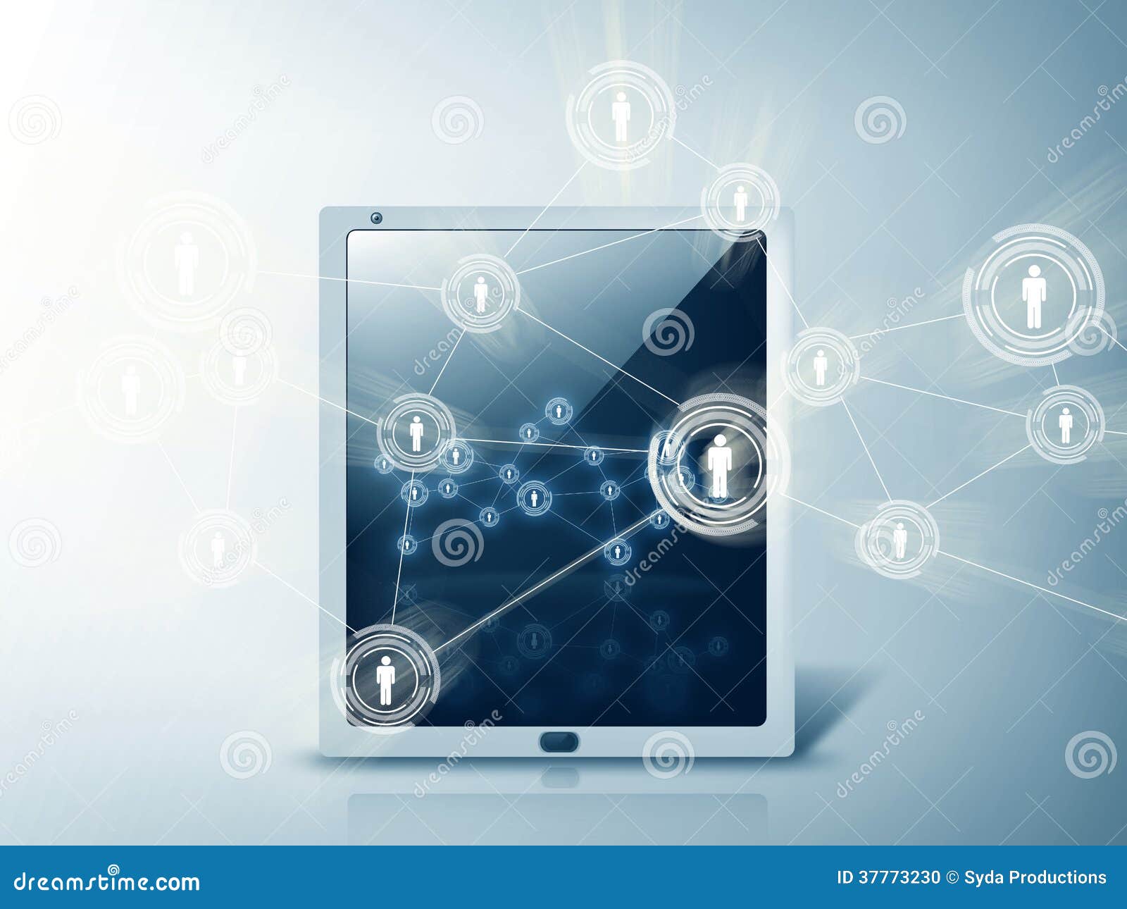 Tablet Pc with Contact Icons Stock Illustration - Illustration of ...