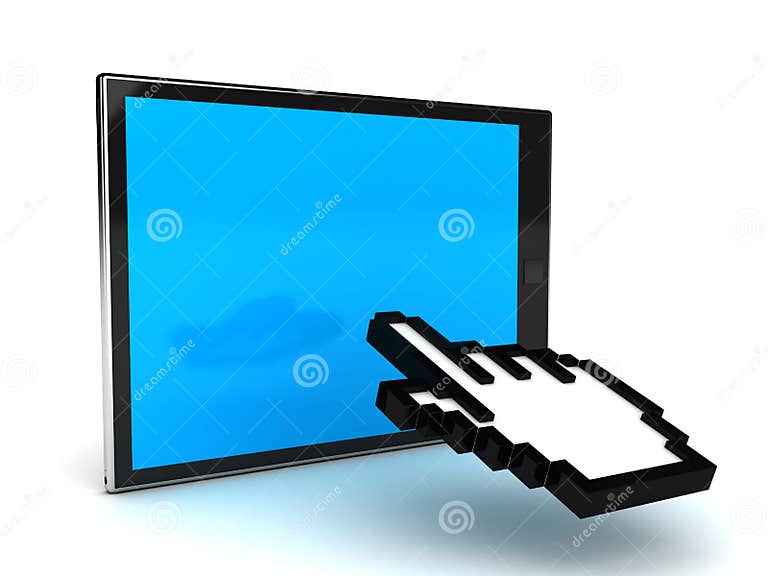 Tablet PC and cursor stock illustration. Illustration of monitor - 17789626