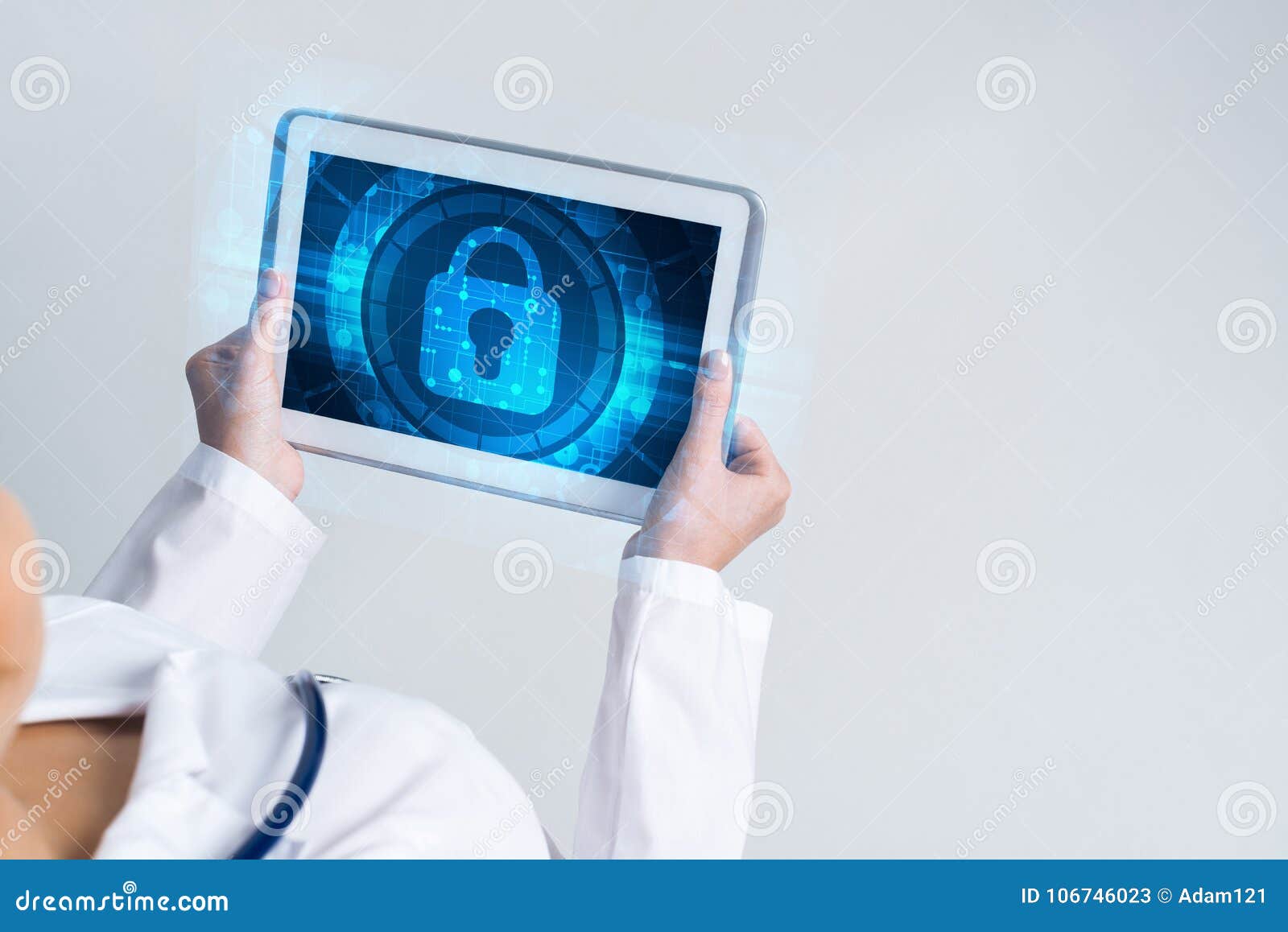 Close of Female Doctor Hands Working with Tablet Pc Computer Stock ...