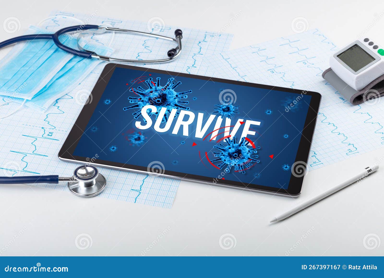 Tablet Pc and Doctor Tools on White Surface Stock Image - Image of ...