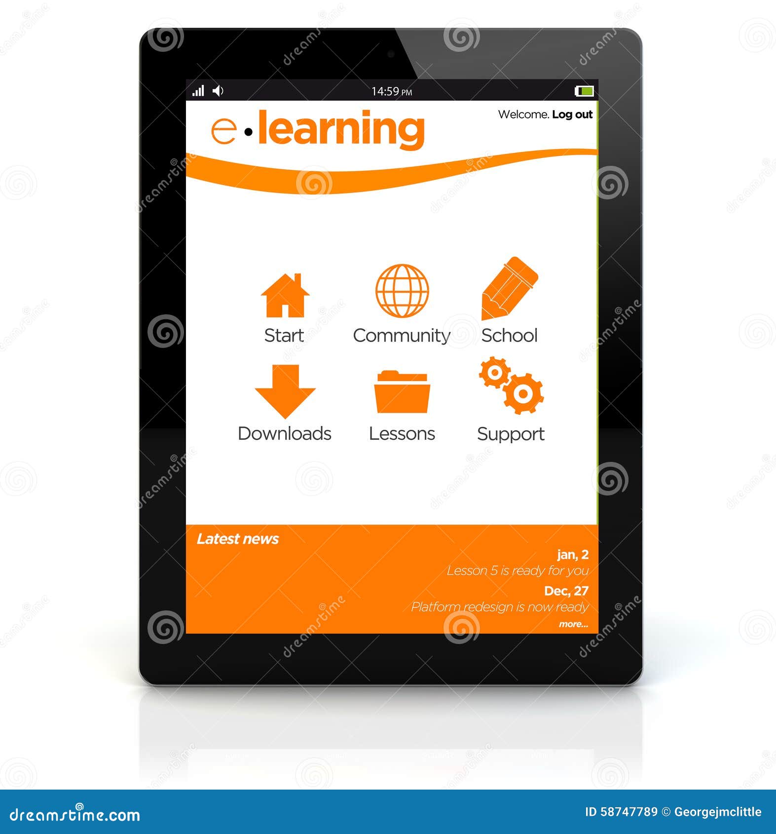 Tablet pc e-learning stock illustration. Illustration of isolated ...