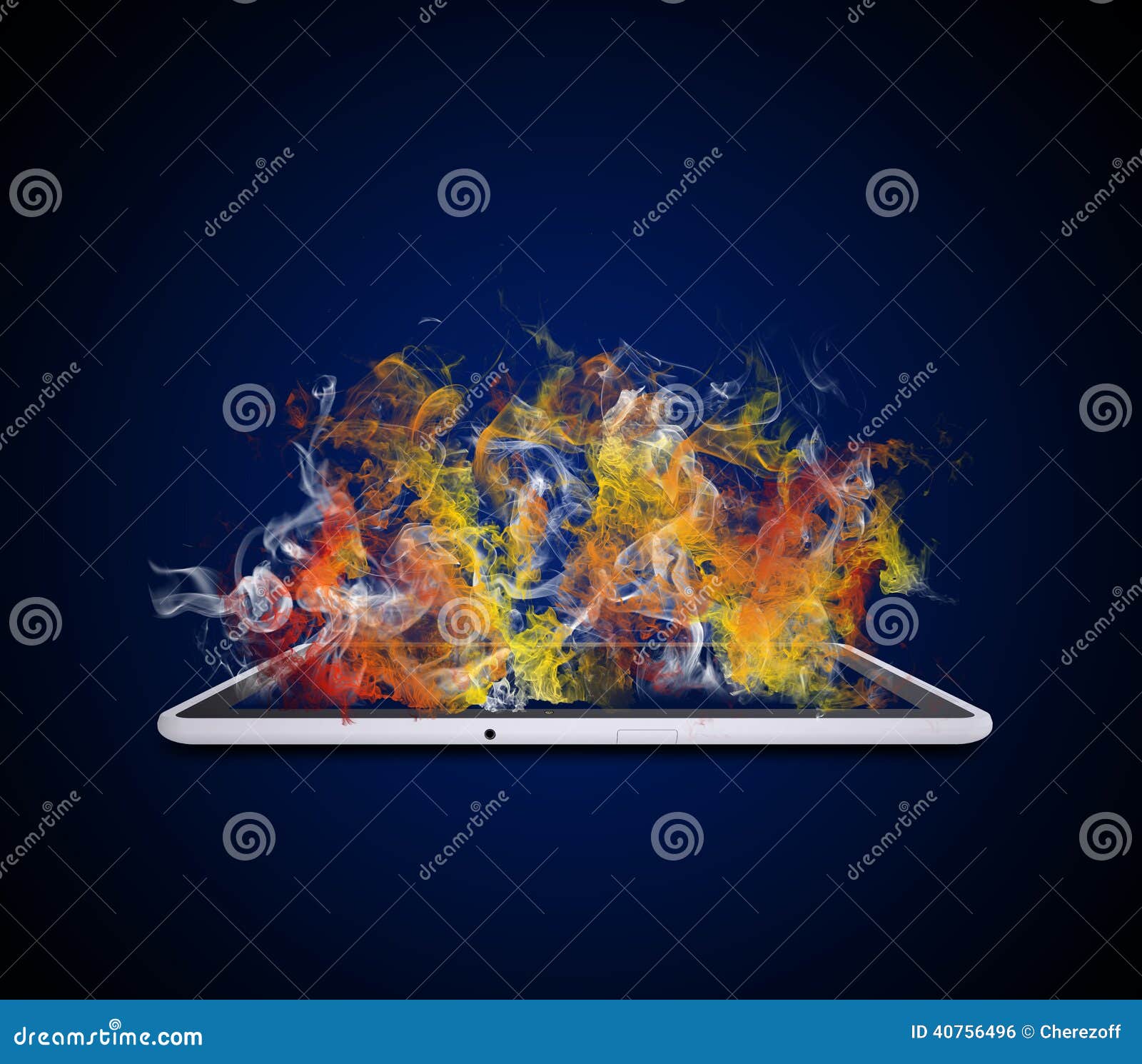 Tablet Pc Emits Colored Smoke Stock Photo - Image of close, empty: 40756496